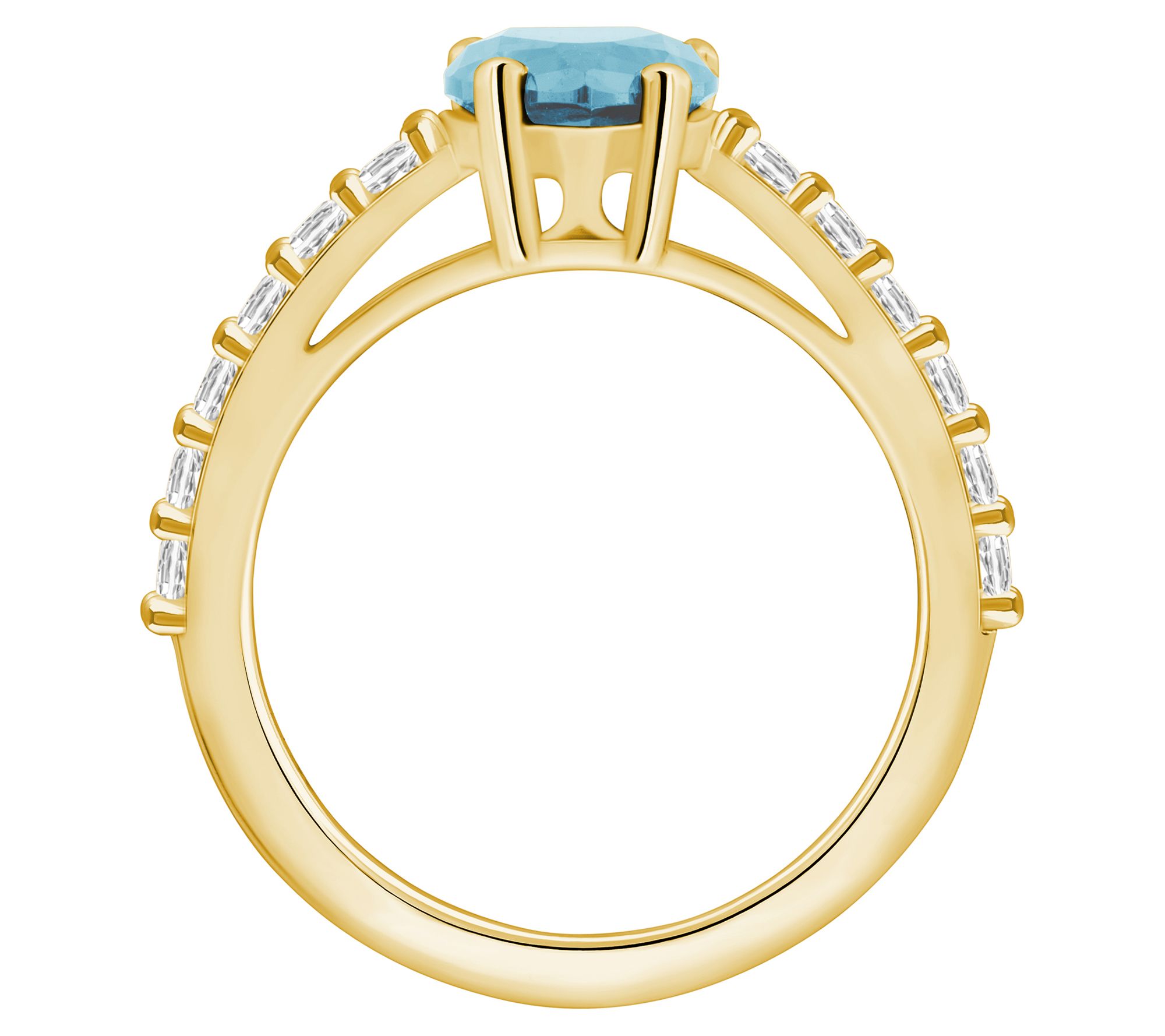 Affinity Gems Pear Cut Aquamarine & Diamond Ring, 14K Gold - QVC.com
