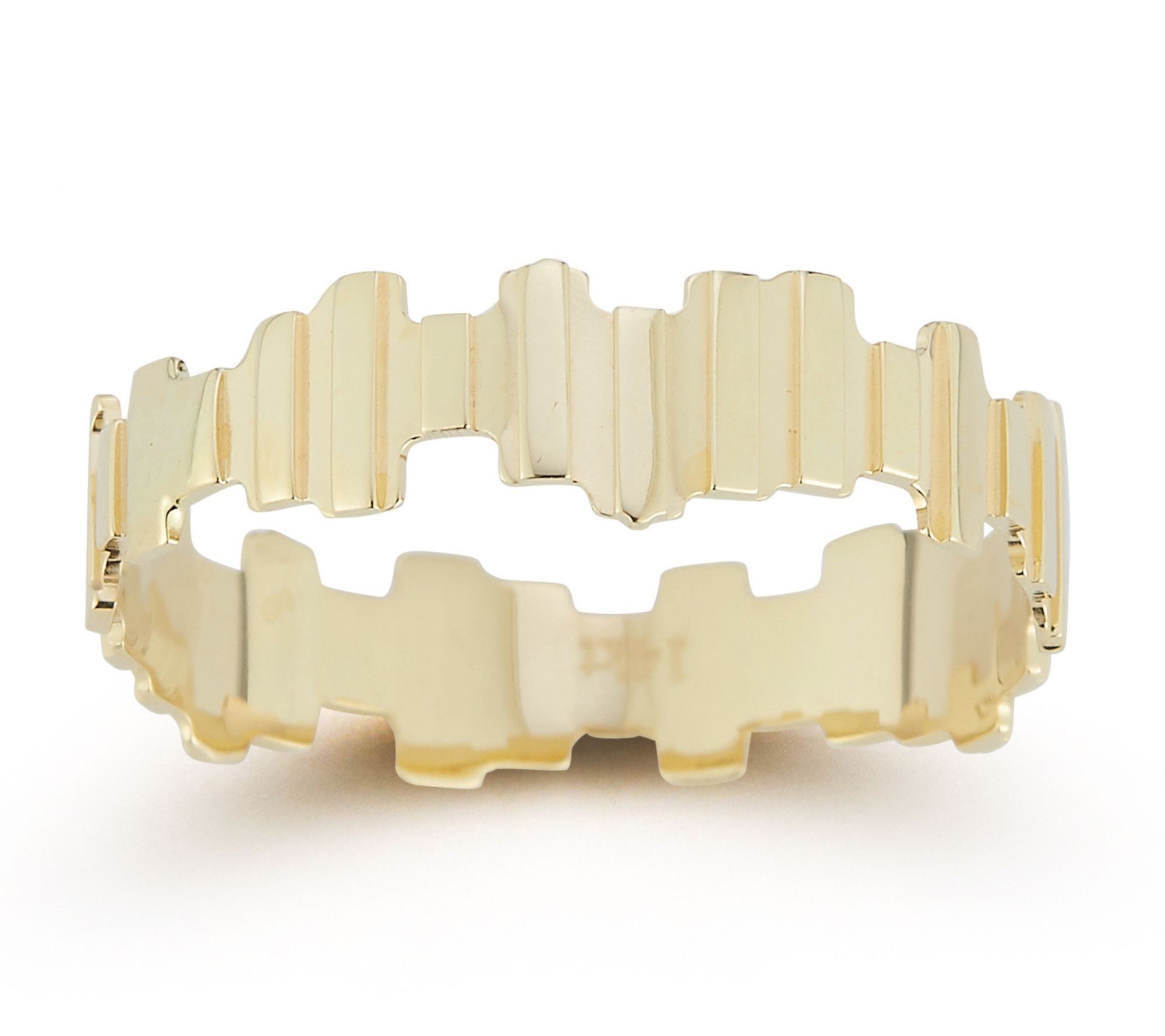 Luminosa Gold Ribbed Band Ring, 14K - QVC.com