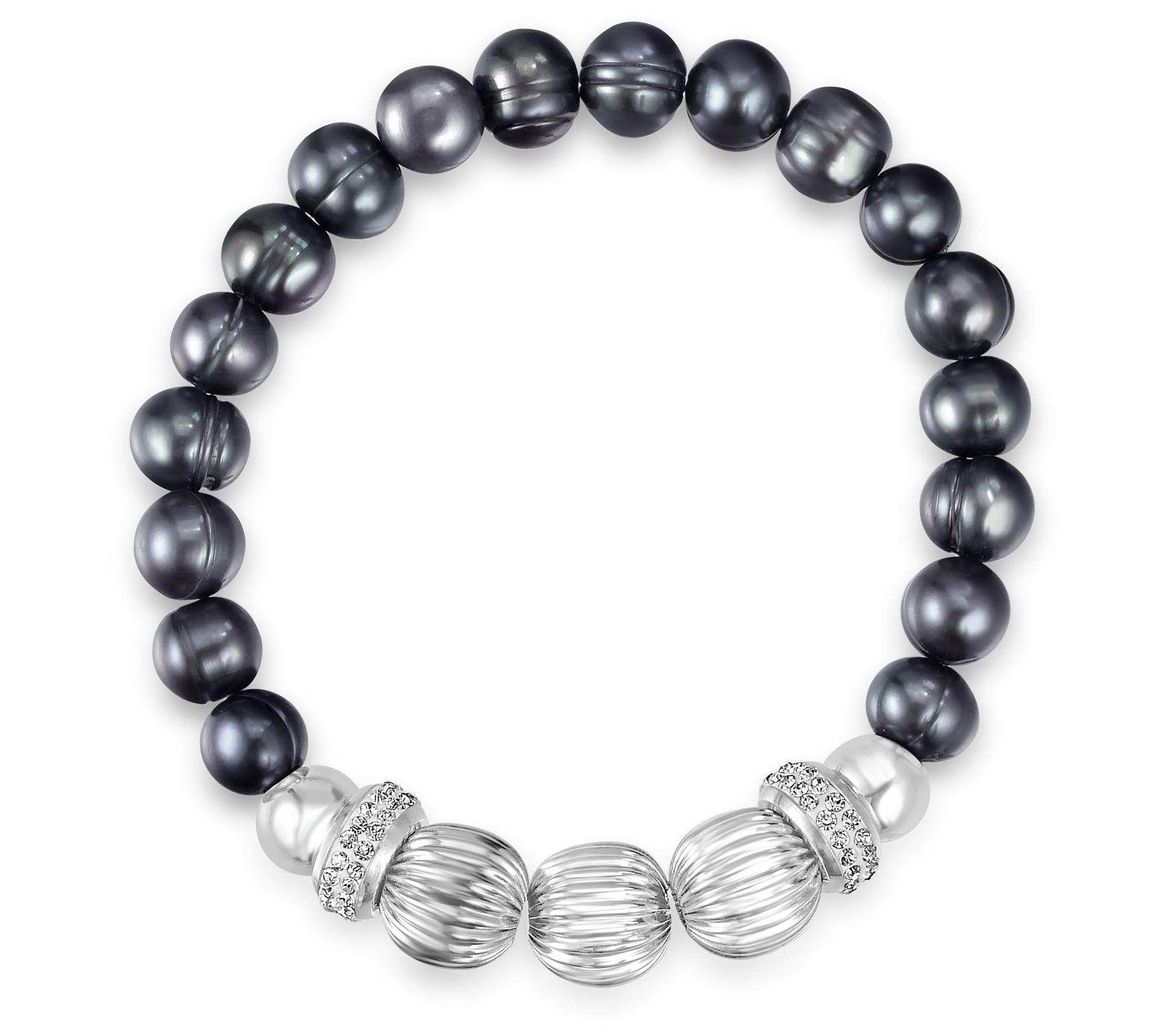 Steel By Design Cultured Pearl & Fluted Bead Bracelet - QVC.com