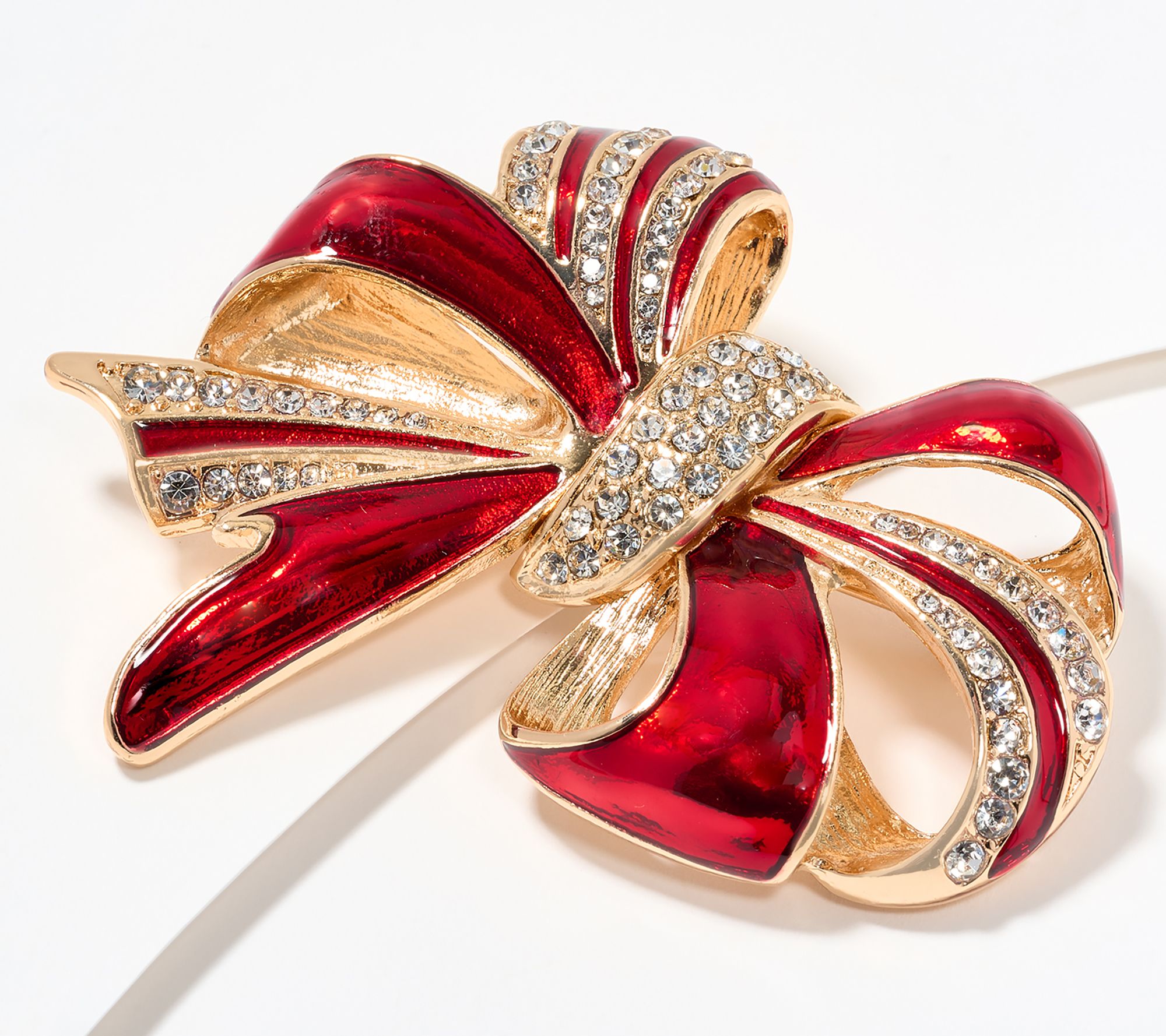 Joan Rivers Red Carpet Enamel & Pave Bow Pin - QVC.com