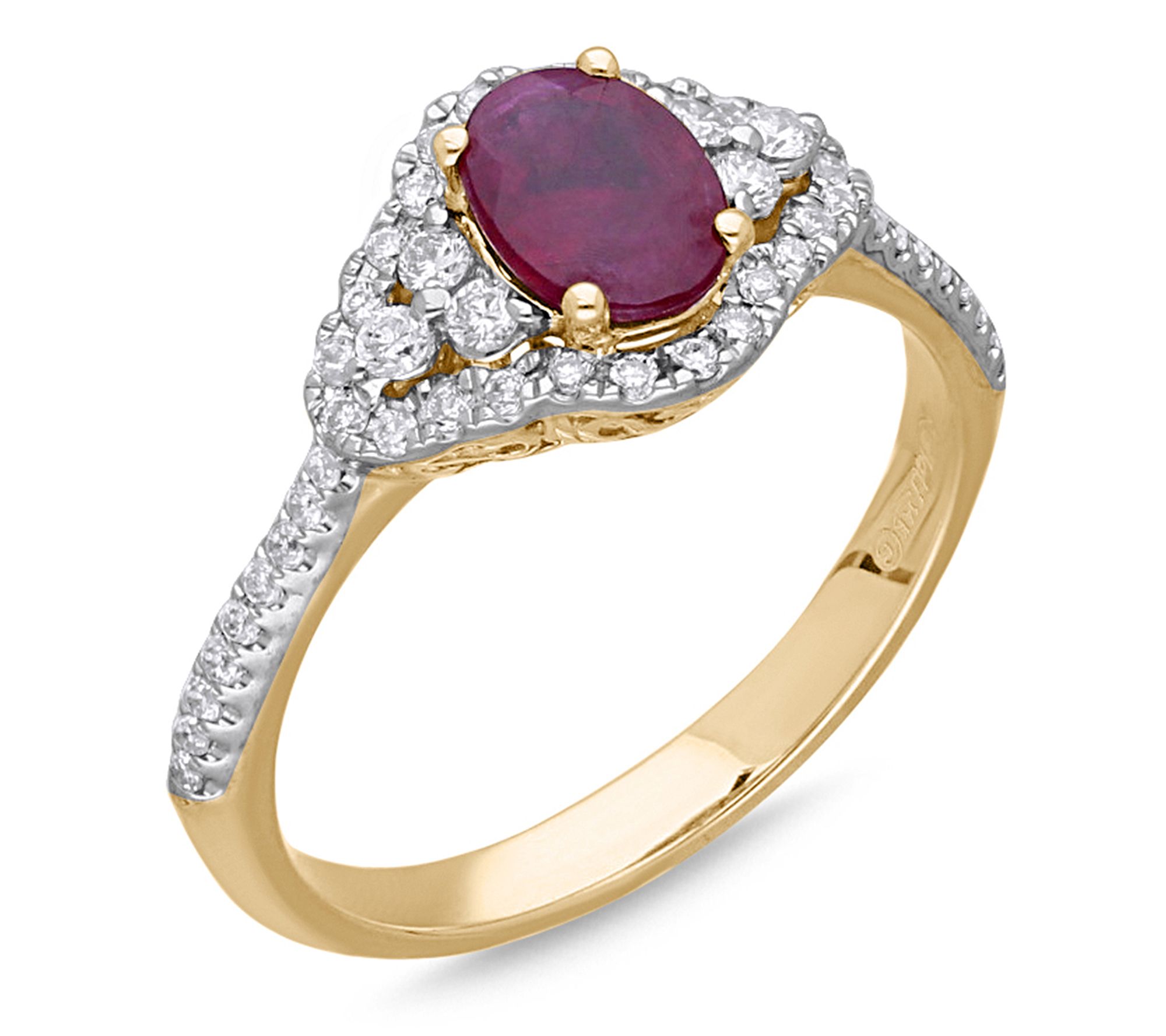 KALLATI Oval Ruby & Diamond Ring, 14K Gold - QVC.com