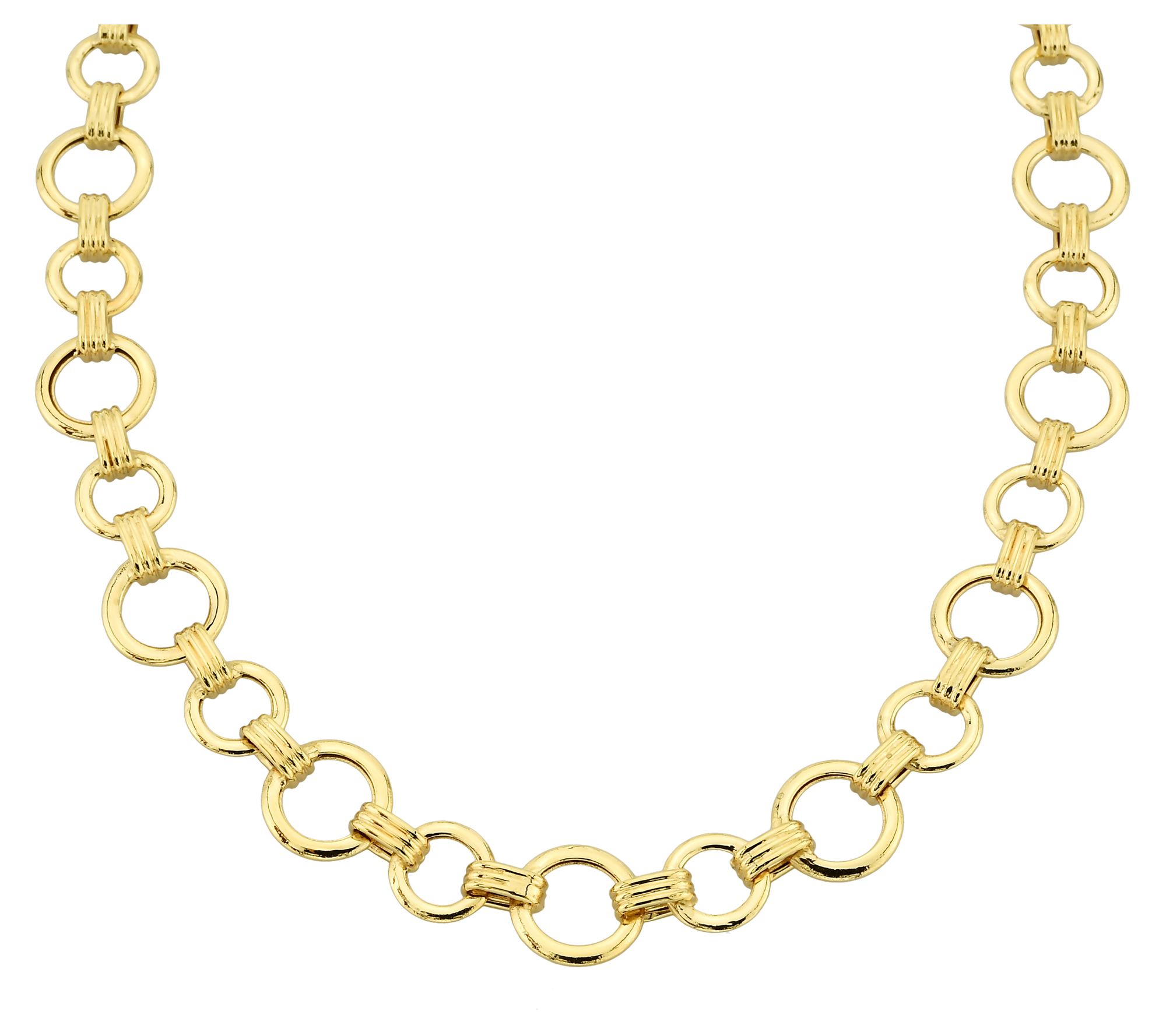 Adorna 14K Gold Round Link Necklace QVC