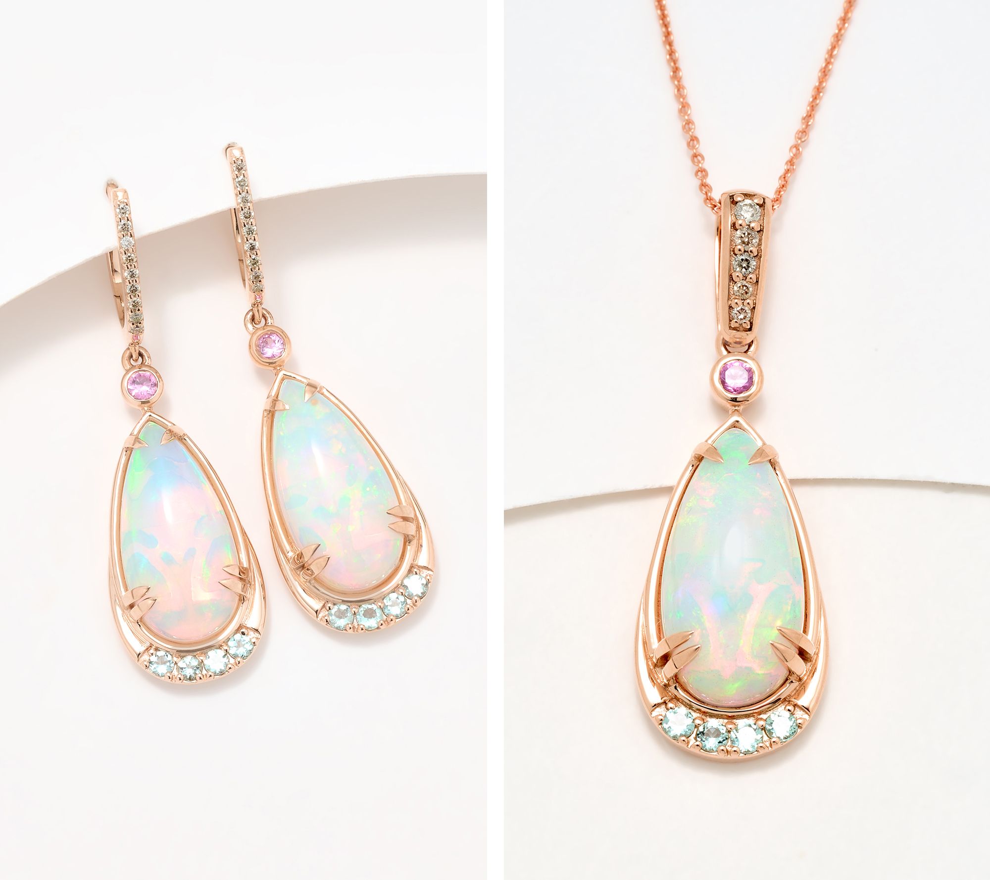 Gem Discoverer Ethopian Opal Earrings or Pendant with Chain, 14K Rose ...
