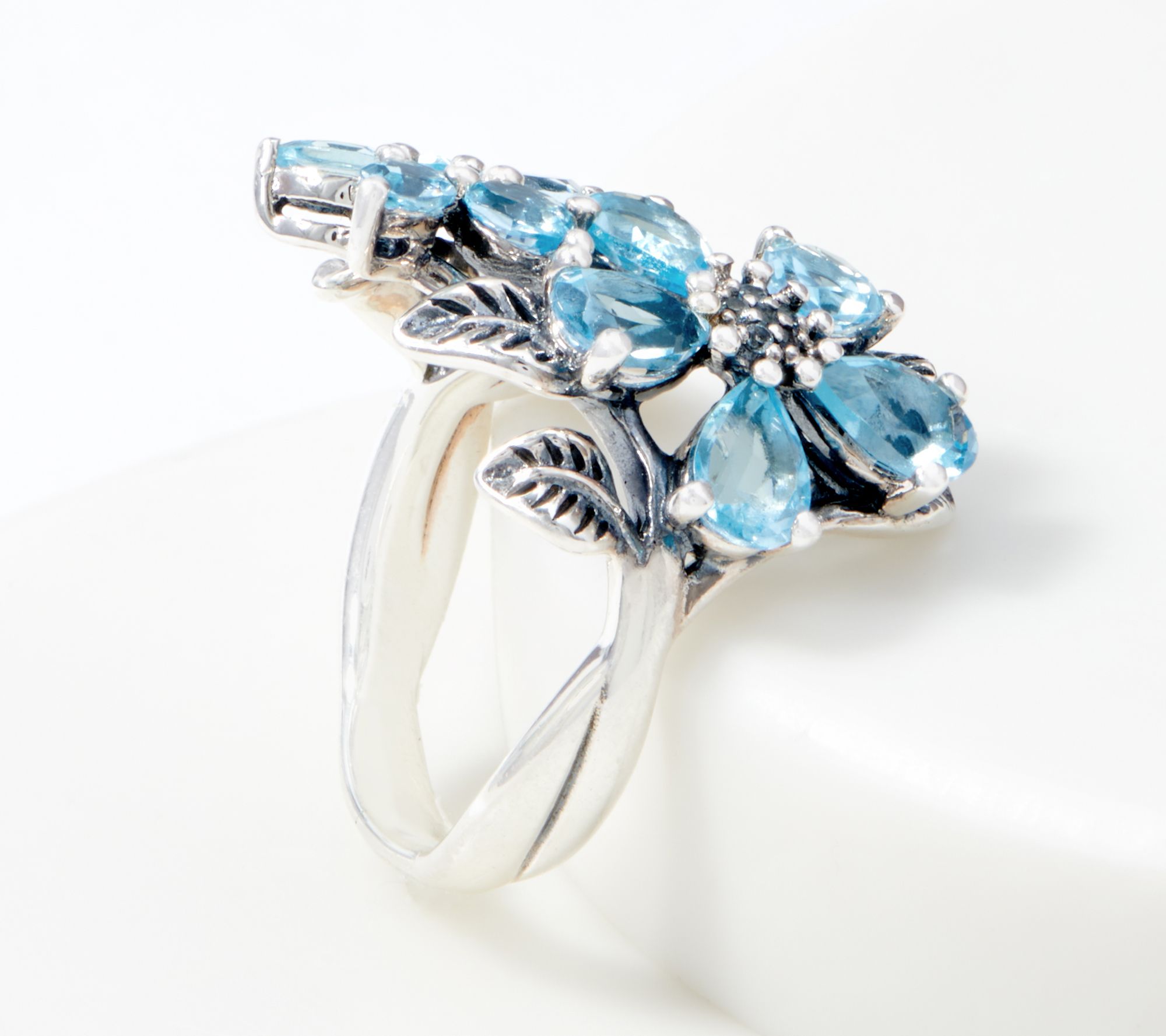 "As Is" Or Paz Sterling Silver Gemstone Flowers Ring - QVC.com