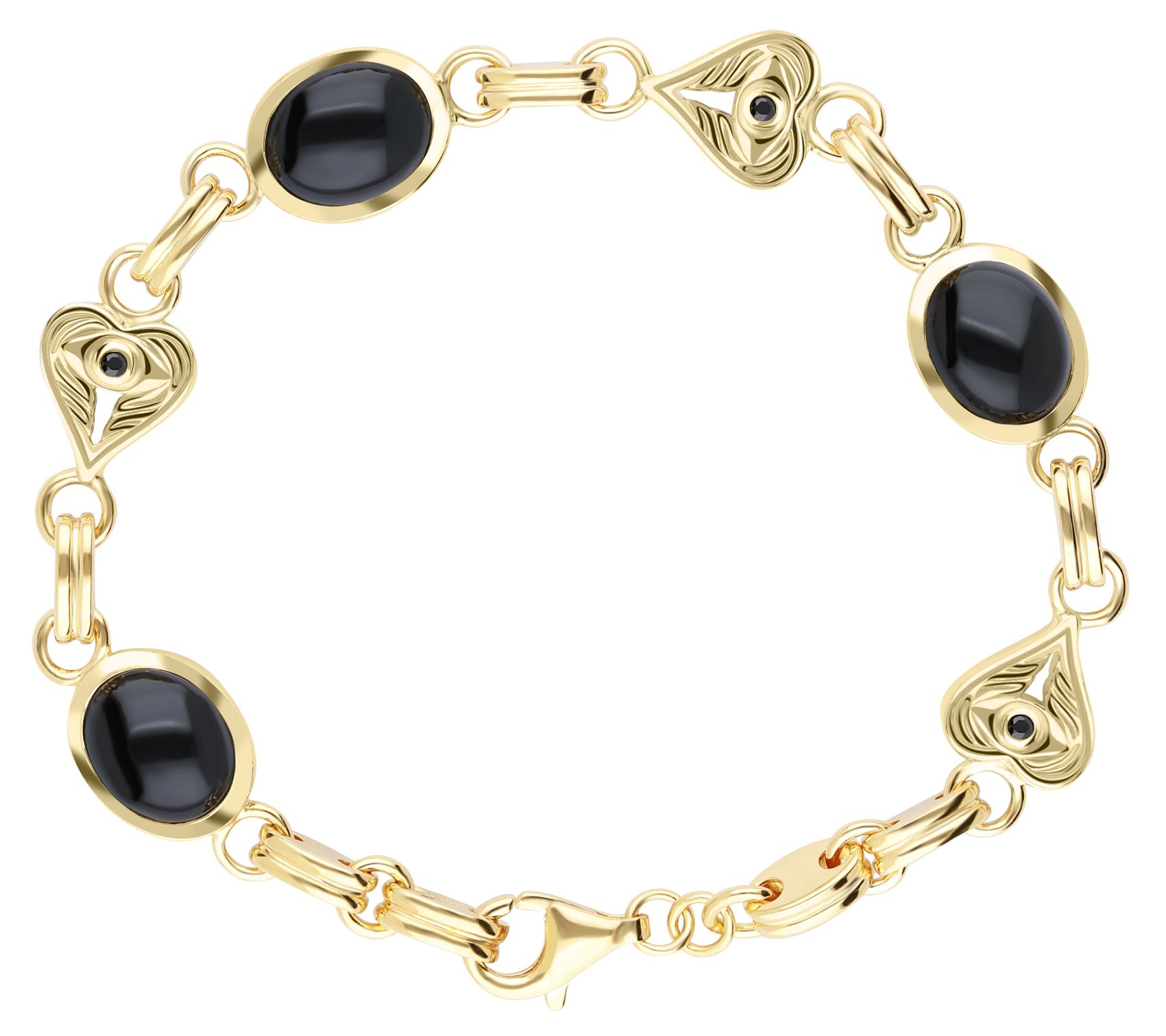 Goddaughters 14K Gold Clad Onyx Heart Link Bracelet - QVC.com