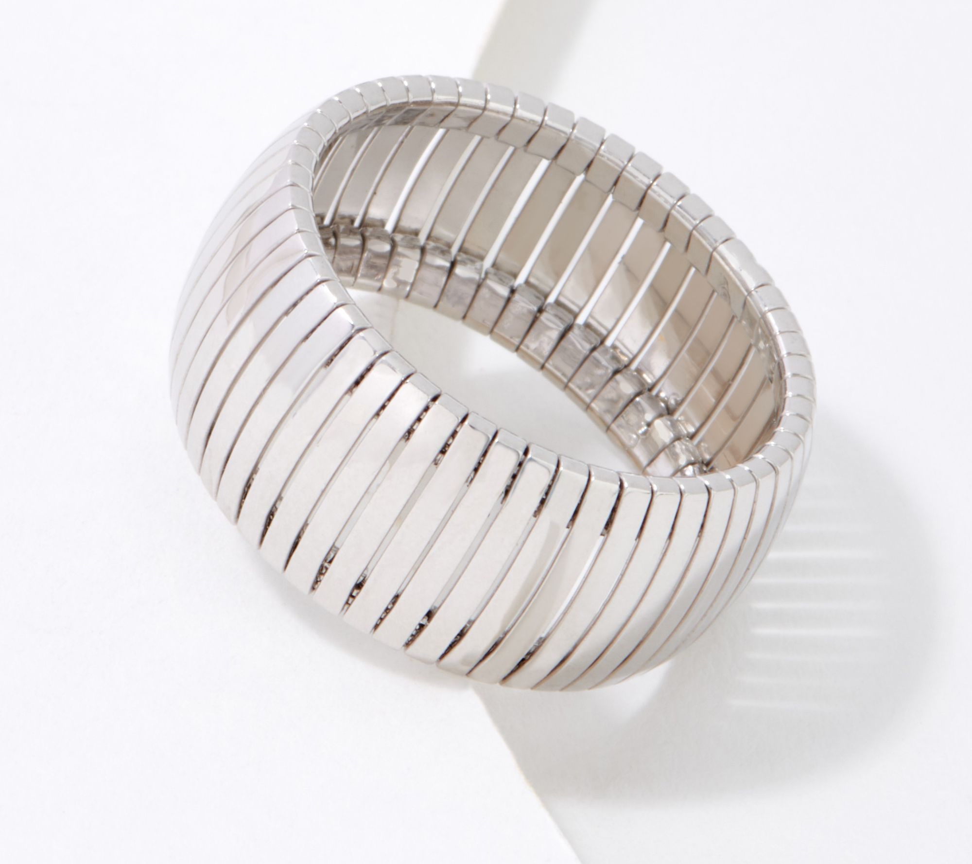 "As Is" Silver Style Omega Flex Polished or Diamond Cut Ring - QVC.com