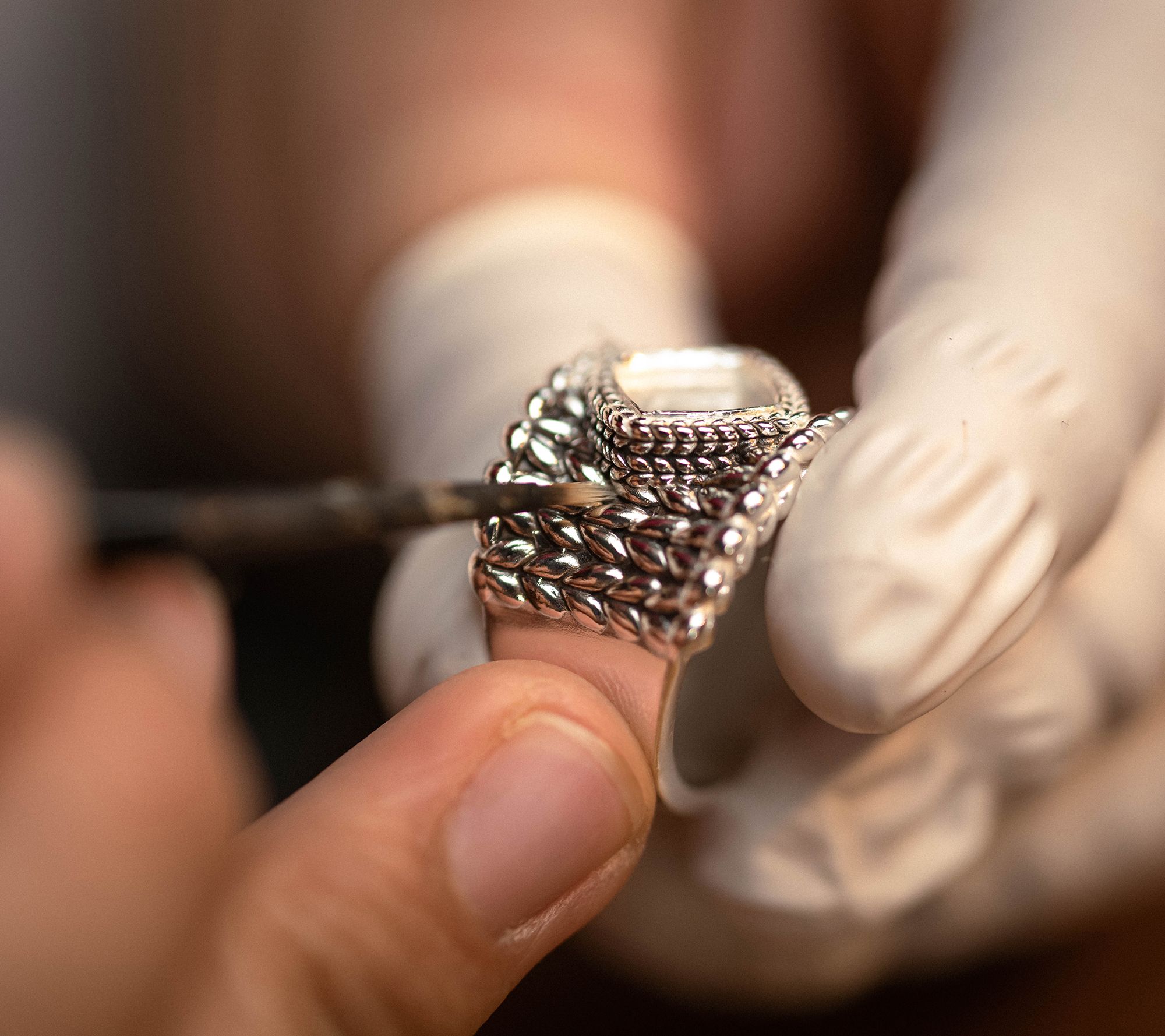 "As Is" JAI Sterling Silver Gemstone Basketweave Ring - QVC.com