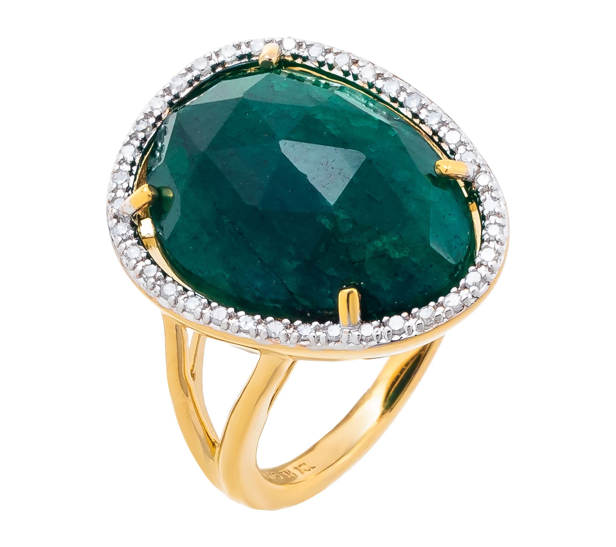 Jennifer Miller Green Beryl & Diamond Ring14K Gold Plated - QVC.com