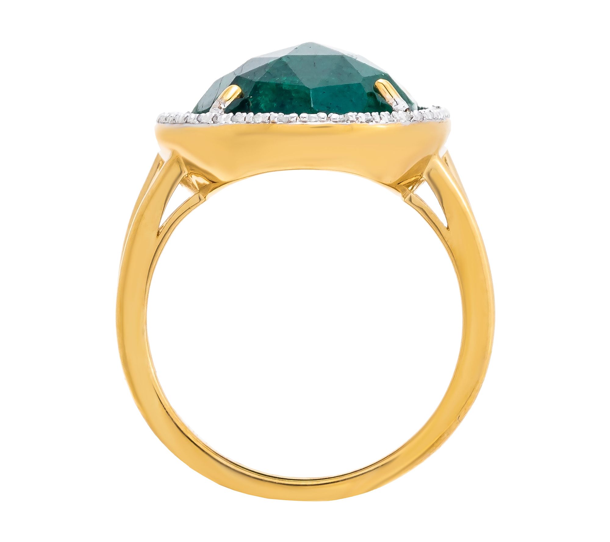 Jennifer Miller Green Beryl & Diamond Ring14K Gold Plated - QVC.com