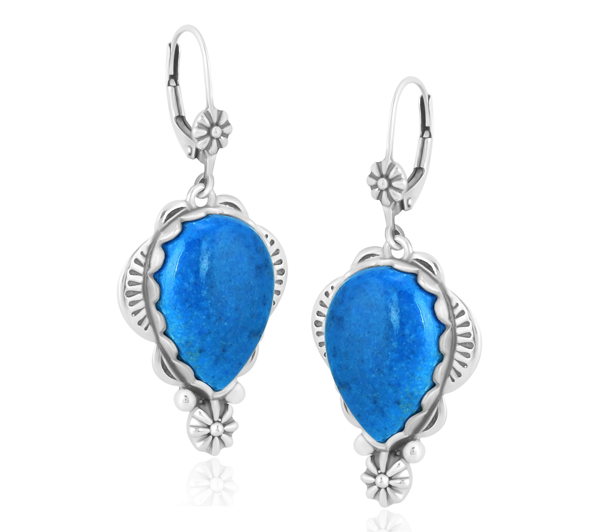American West Sterling Pear Cut Gemstone ConchaEarrings - QVC.com