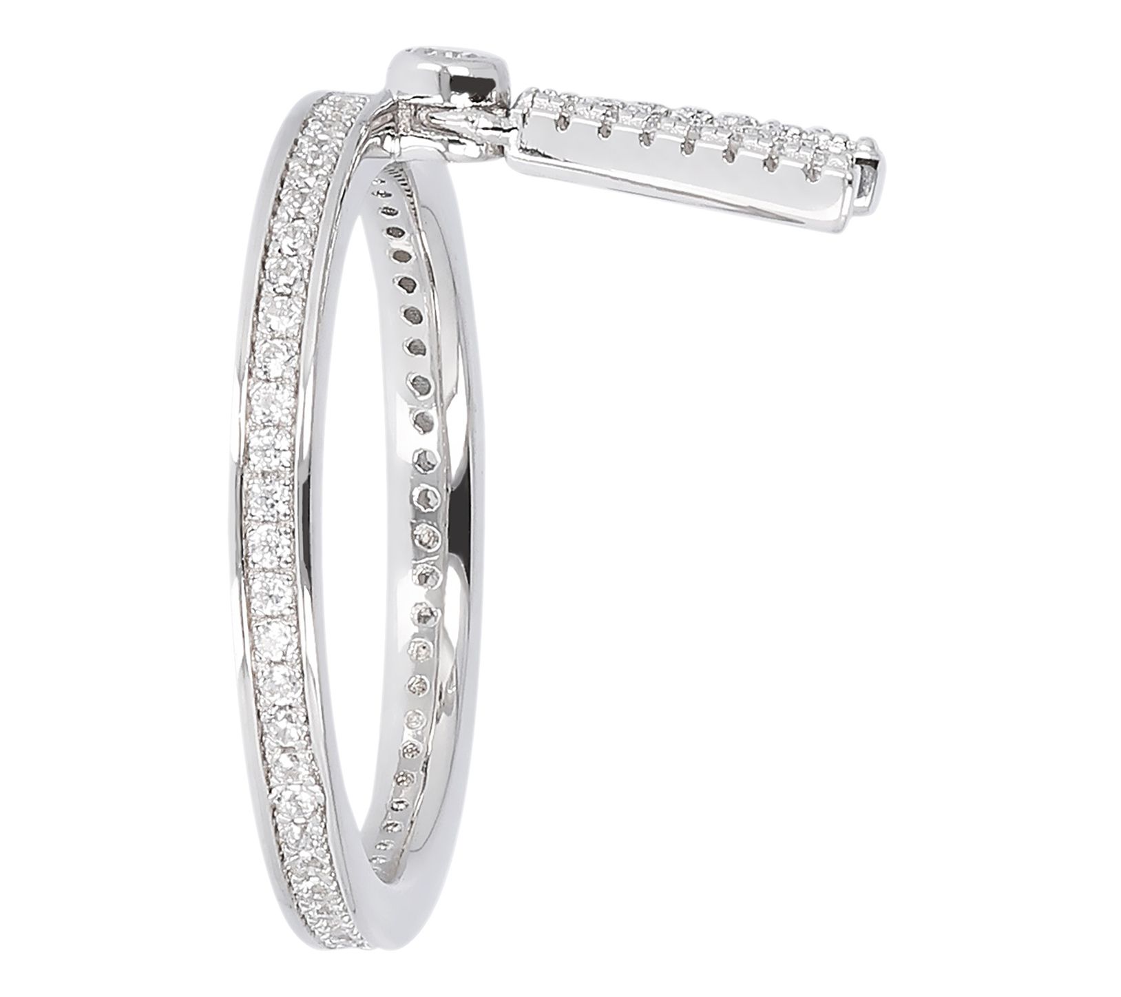 Diamonique Pave Initial Charm Ring, Sterling Silver - QVC.com