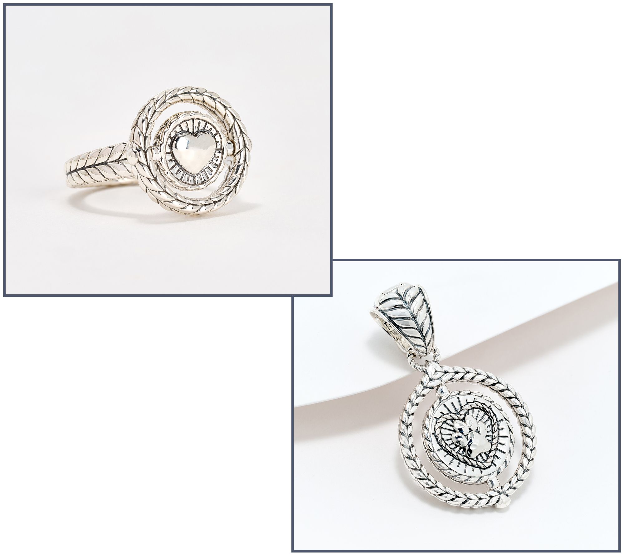 Jai Sterling Silver Symbols of Love Spinner Ring or Enhancer - QVC.com