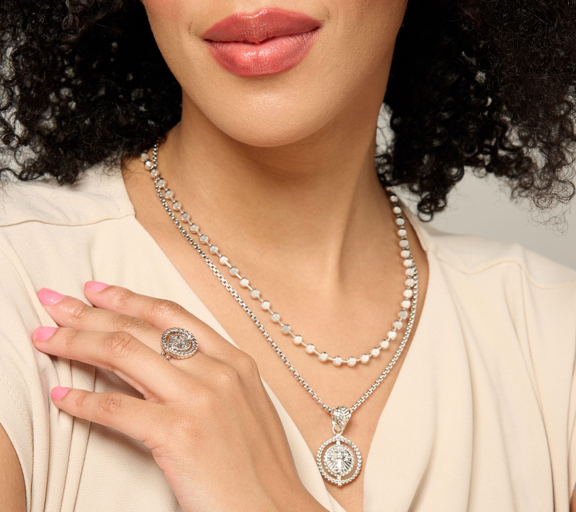 Jai Sterling Silver Symbols of Love Spinner Ring or Enhancer - QVC.com