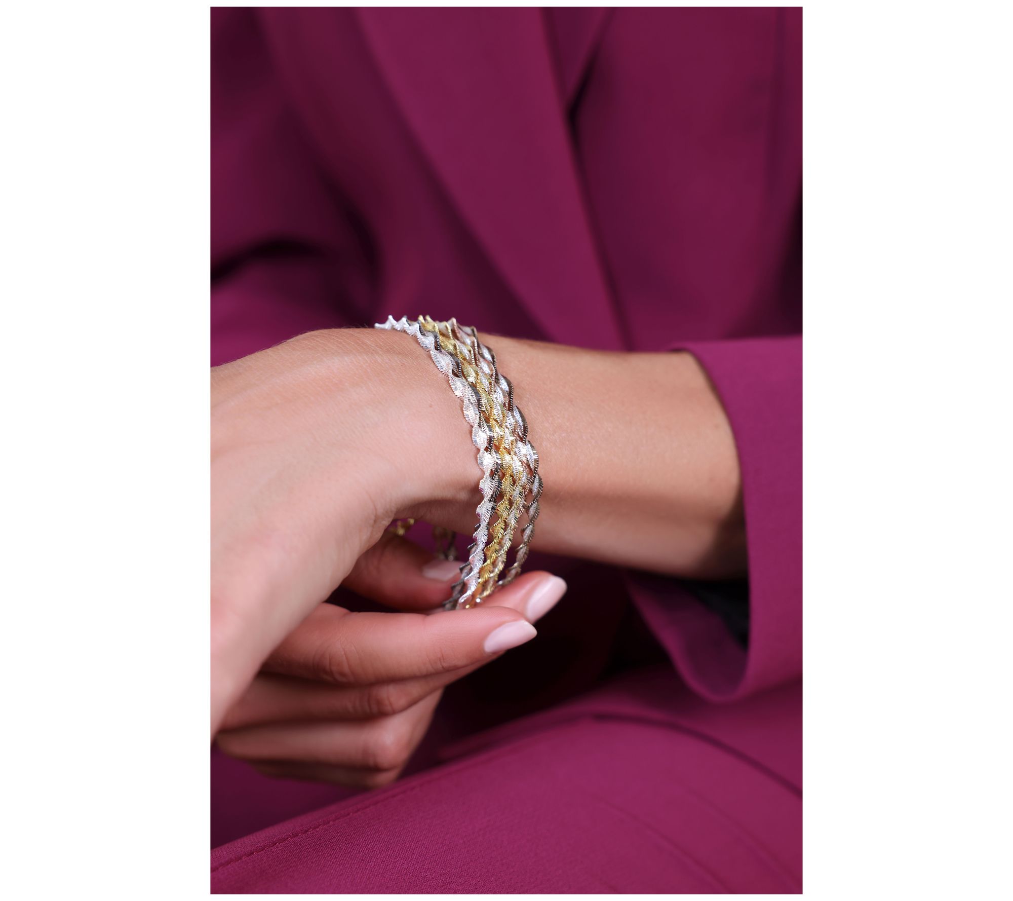 David Markstein Sterling Silver Debut Twisted Herringbone Bracelet ...