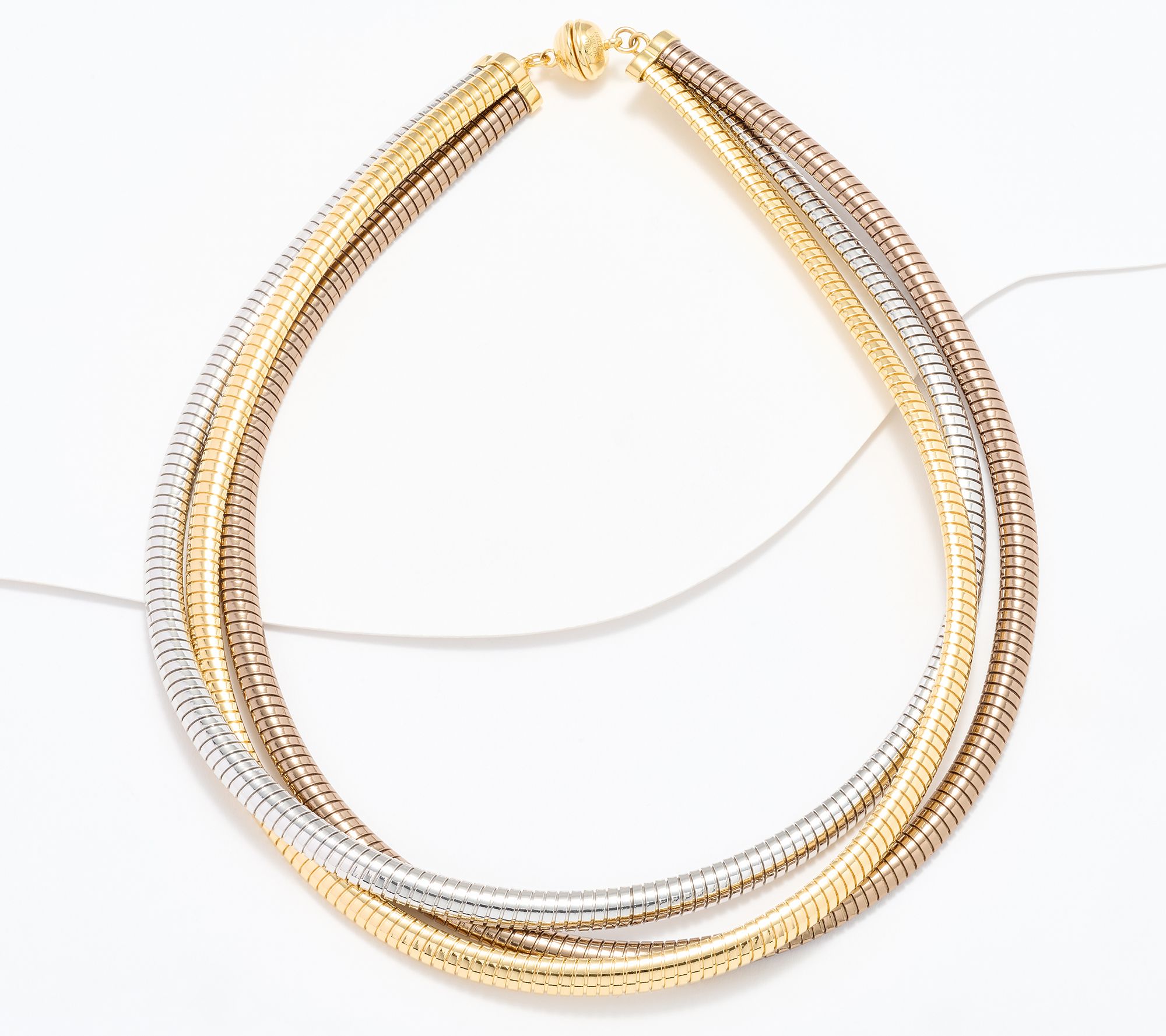 "As Is" David Markstein Bronze Three Strand Magnetic Necklace - QVC.com