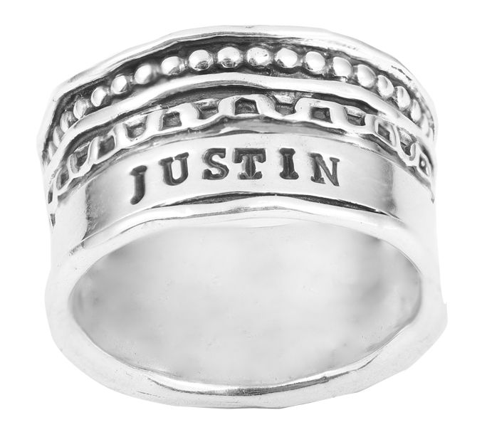 Or Paz Sterling Personalized Textured Vine Ring - QVC.com