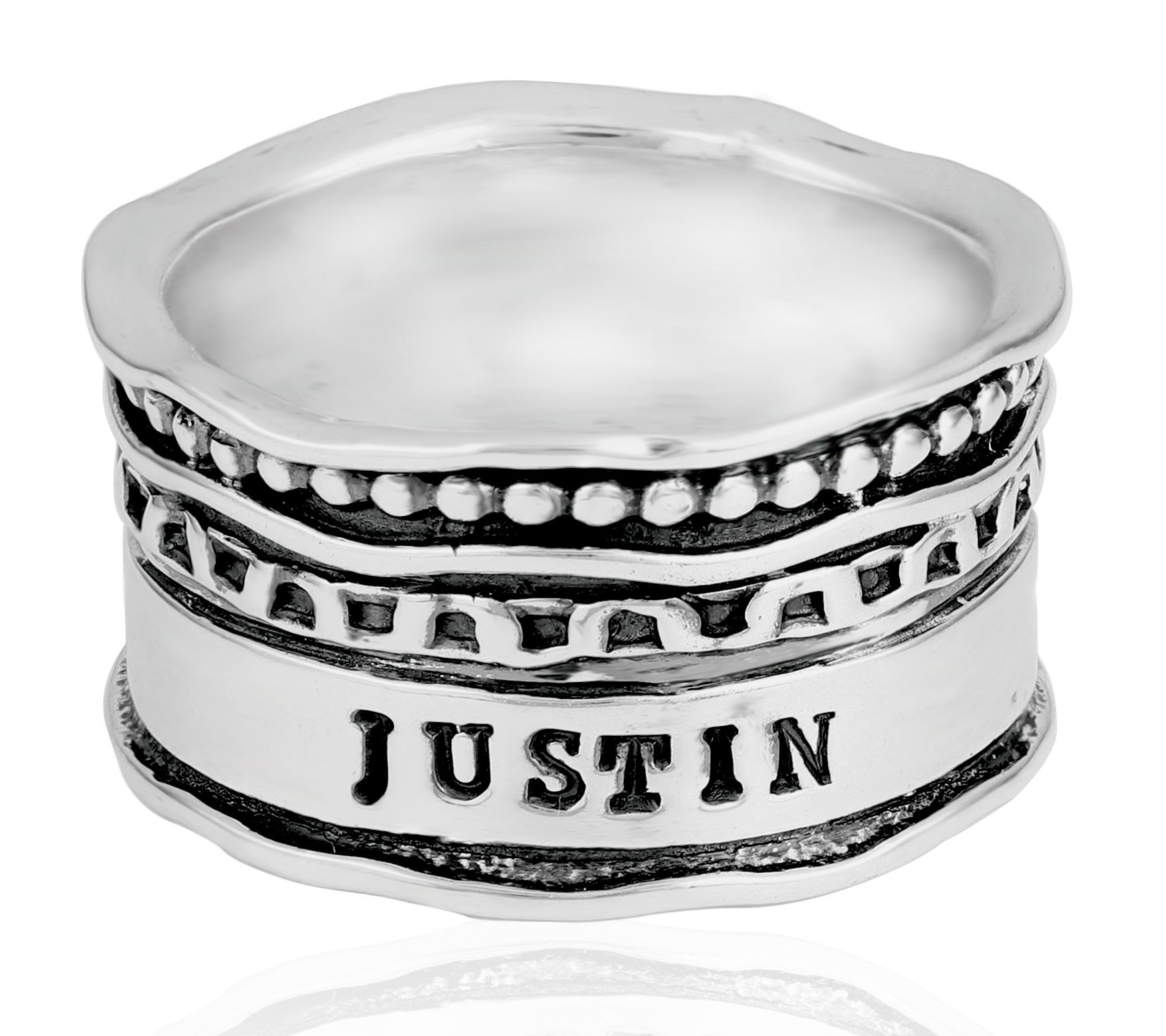 Or Paz Sterling Personalized Textured Vine Ring - QVC.com