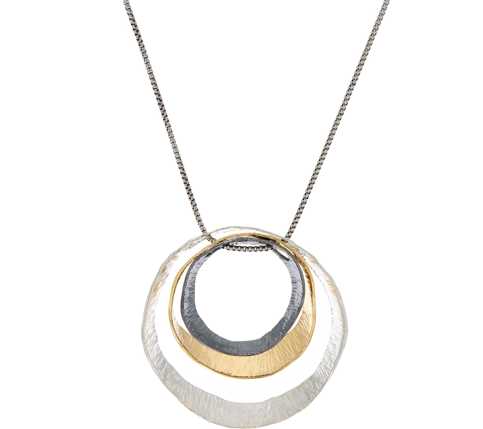 "As Is" Or Paz Sterl. Silver 30" Tri-color Circle Necklace 18.0g - QVC.com