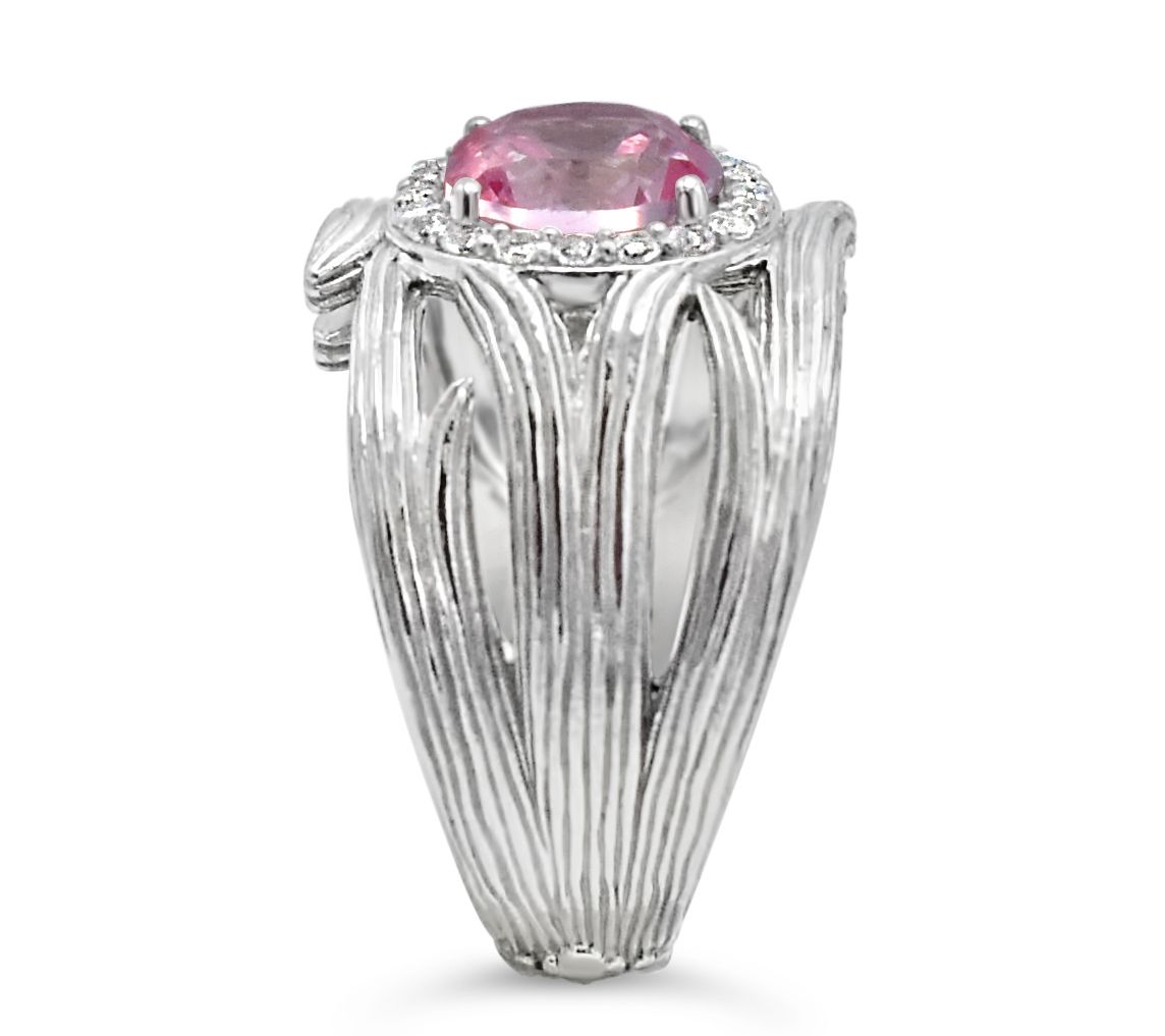 Ariva Sterling Silver Pink & White Topaz Silk Wrap Ring - QVC.com