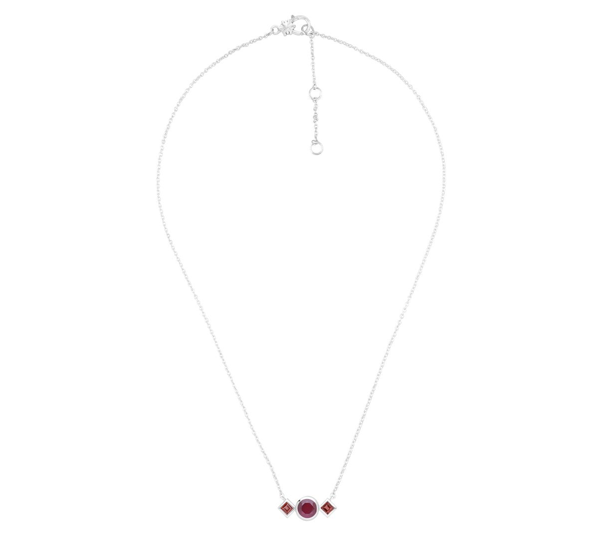 Ariva Sterling Silver Ruby & Garnet Three S tone Necklace - QVC.com