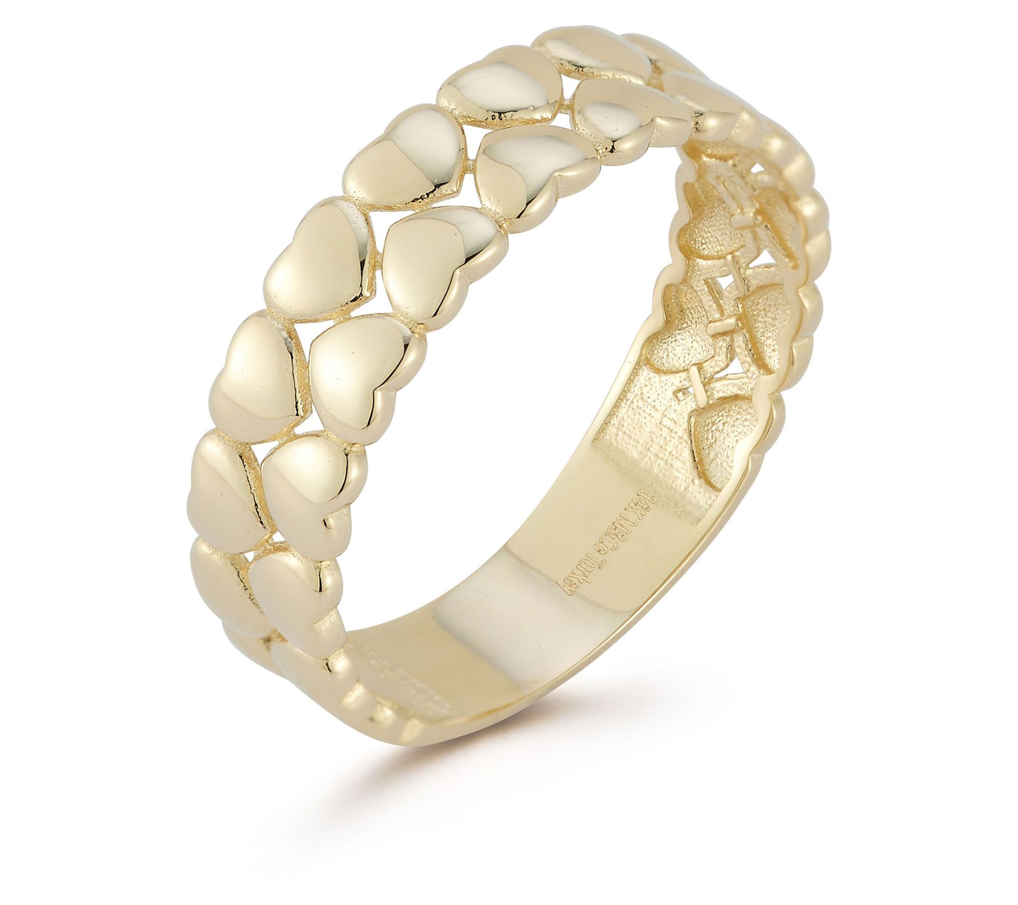 Luminosa Gold Double Heart Band Ring, 14K - QVC.com