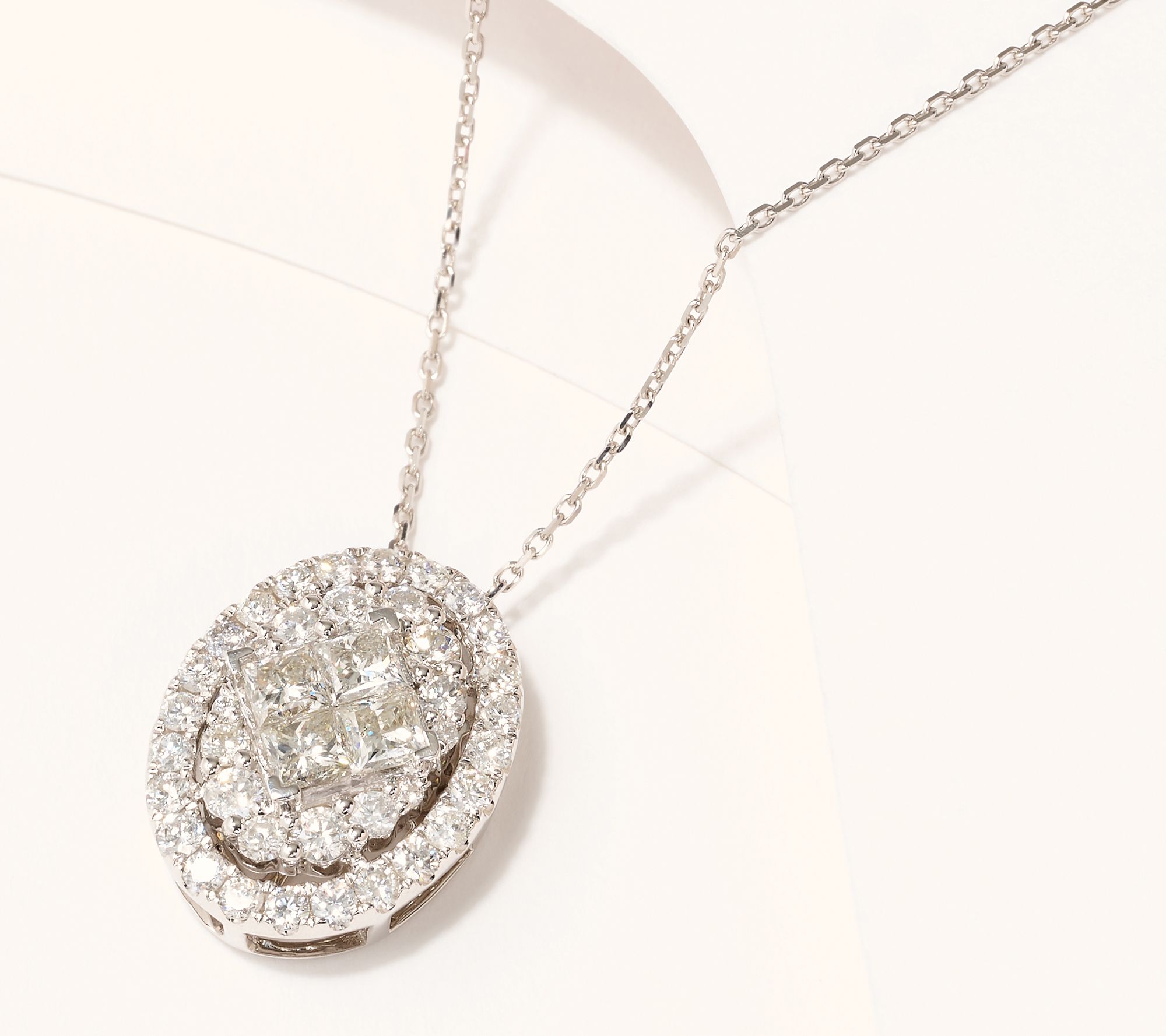 Affinity Diamonds Princess Cut Center Art Deco Necklace, 14K - QVC.com