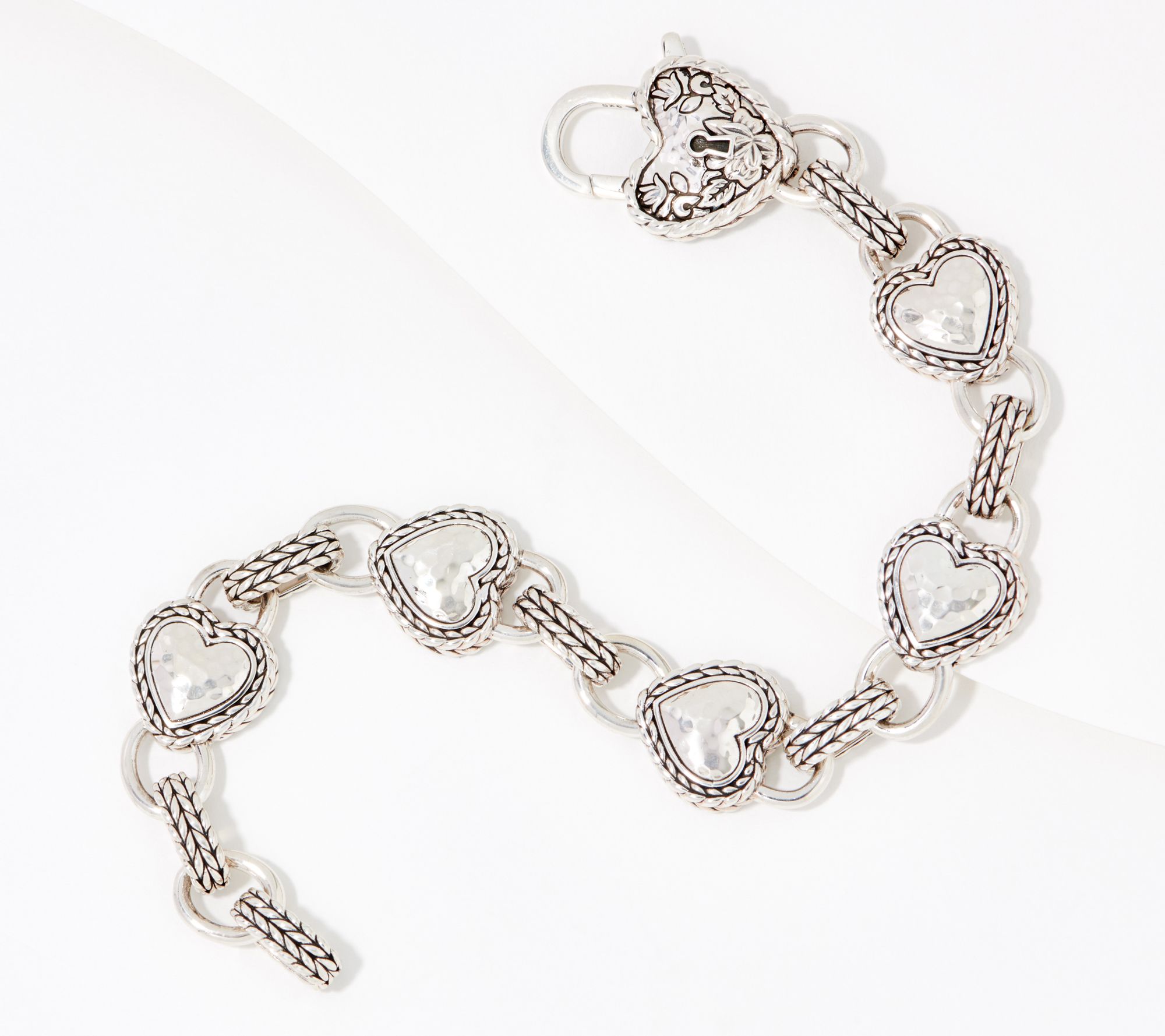 "As Is" JAI Sterling Silver Love Lock Bracelet, 27.5 - 36.4g - QVC.com