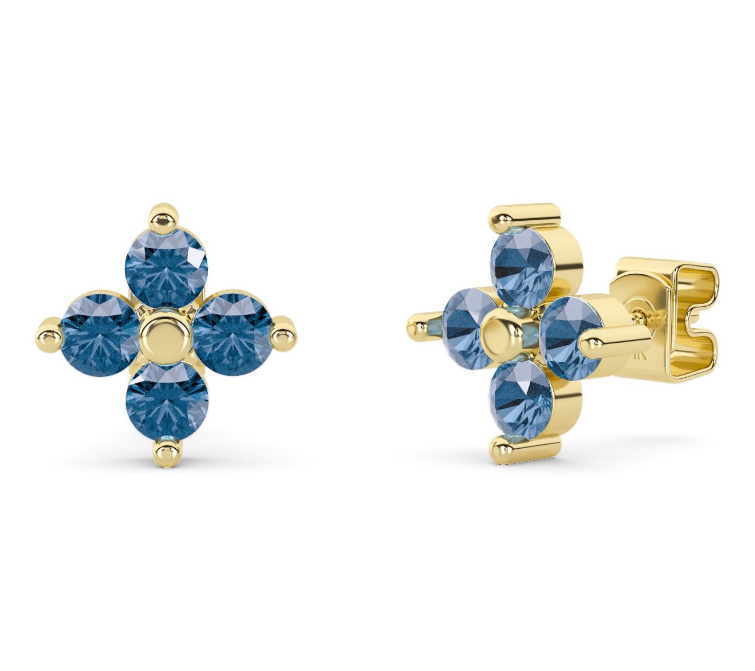 Vida Lab Diamonds 1.75 cttw Blue Flower Stud Earrings, 14K - QVC.com
