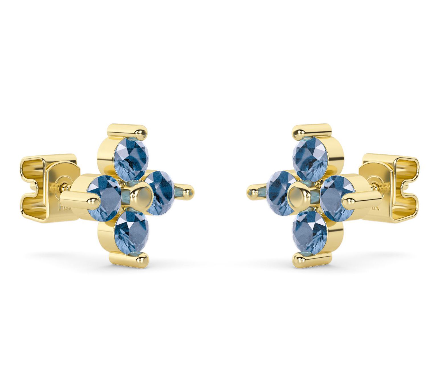 Vida Lab Diamonds 1.75 cttw Blue Flower Stud Earrings, 14K - QVC.com