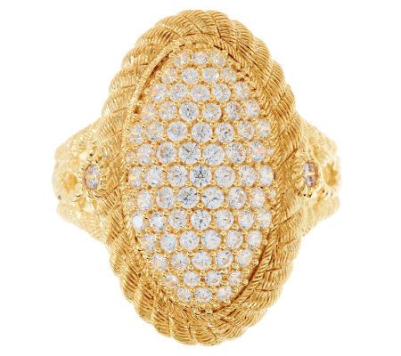 "As Is" Judith Ripka 14K Gold Clad 1.30 ct Pave Diamonique Cocktail ...