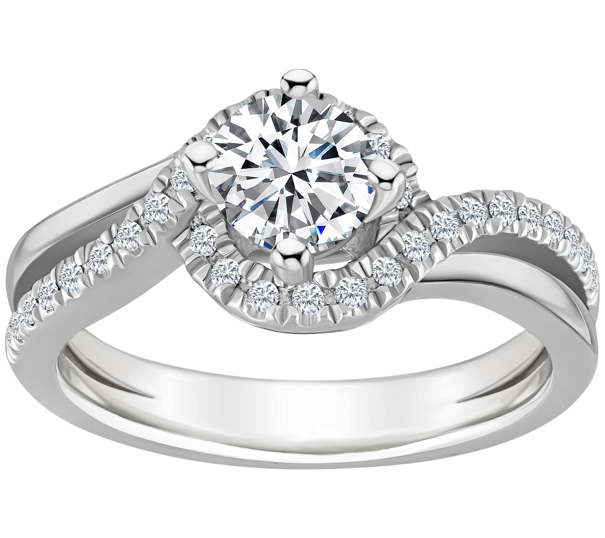 Affinity 1.00 cttw Diamond Halo Engagement Ring , 14K Gold - QVC.com