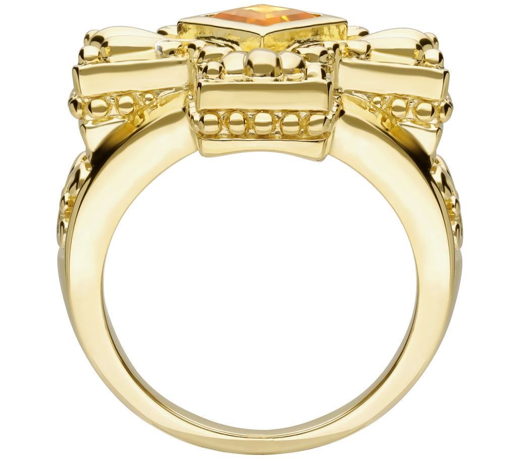 Elyse Ryan 14K Gold Clad Citrine Cross Ring - QVC.com