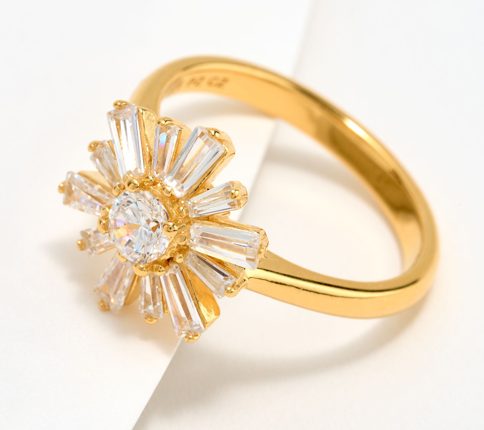 "As Is" Diamonique Sunburst Ring, Sterling Silver - QVC.com