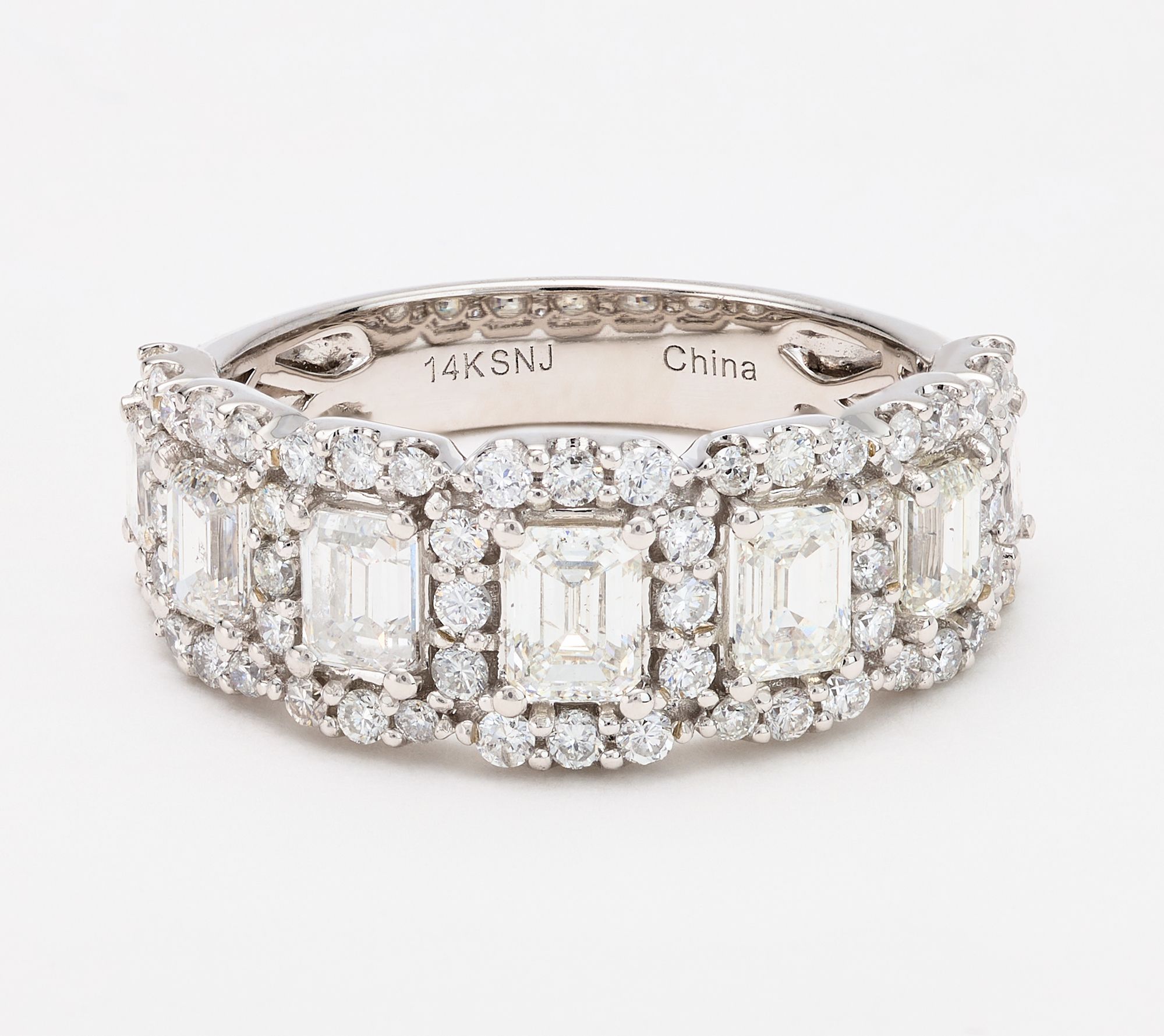 "As Is" Affinity Diamonds 7-Stone Emerald Halo Ring, 14K - QVC.com