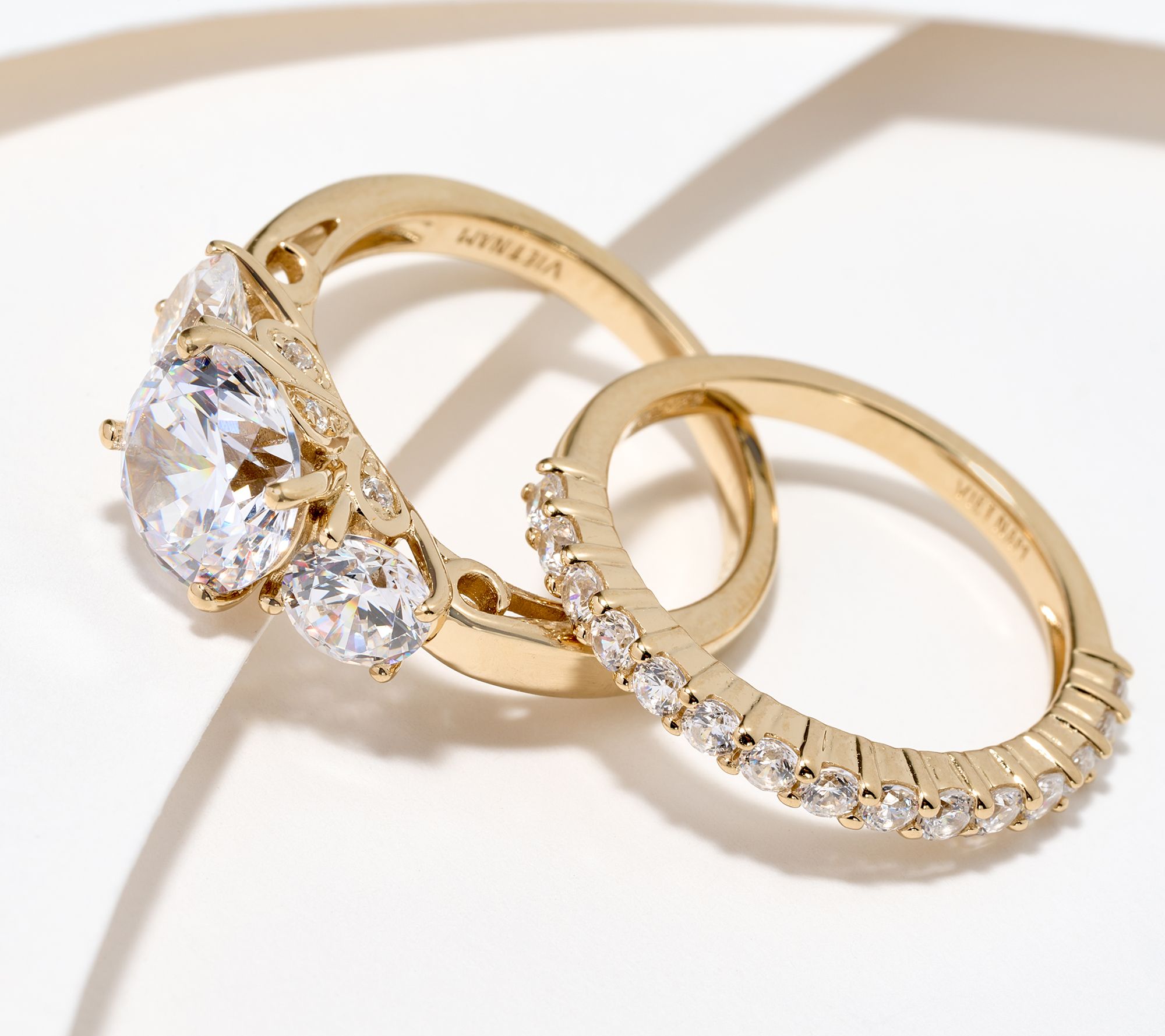 "As Is" Diamonique Round Cut Bridal Ring Set Sterling Silver - QVC.com