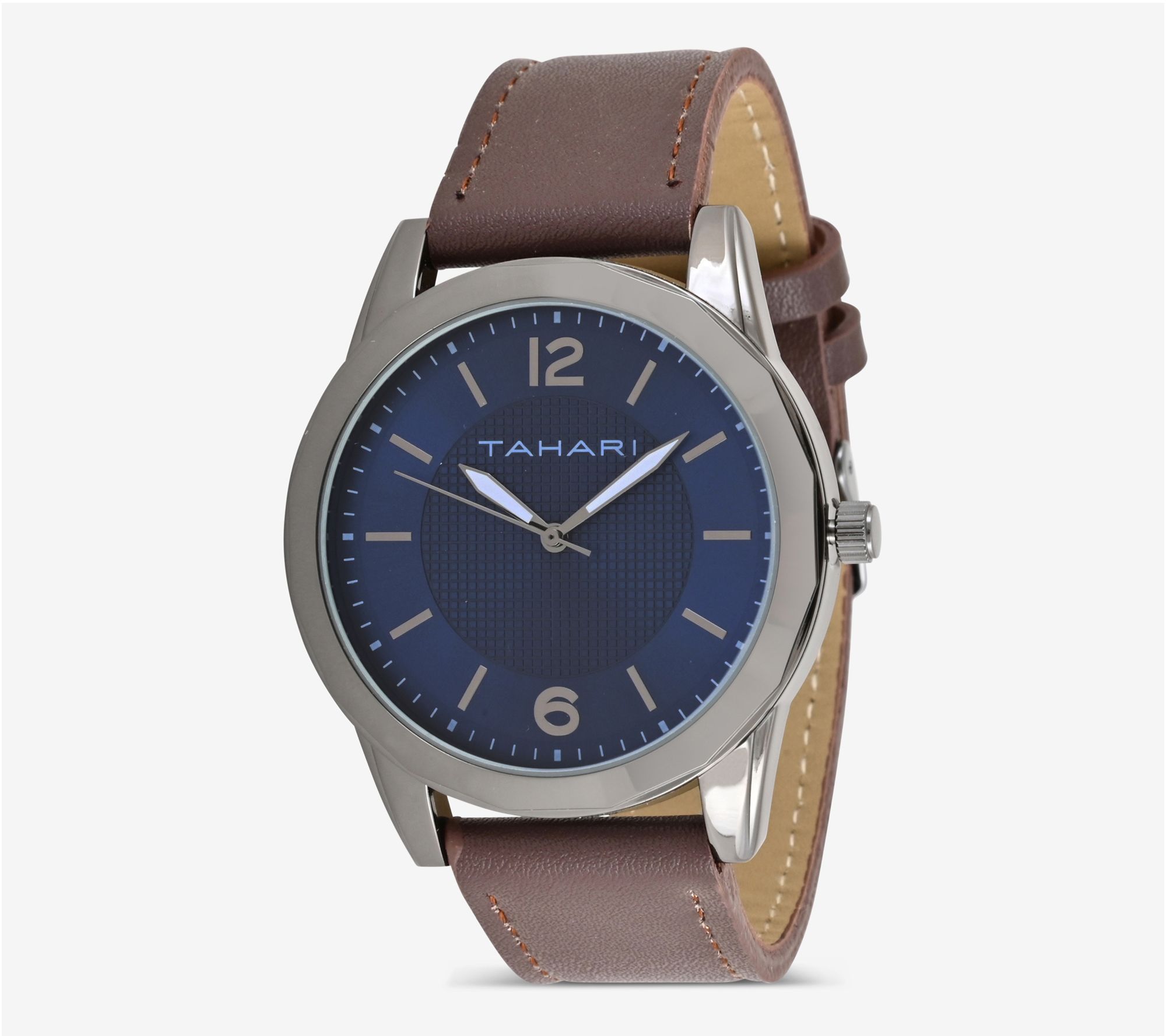 Tahari Men's Gunmetal Stainless Steel Blue DialWatch - QVC.com