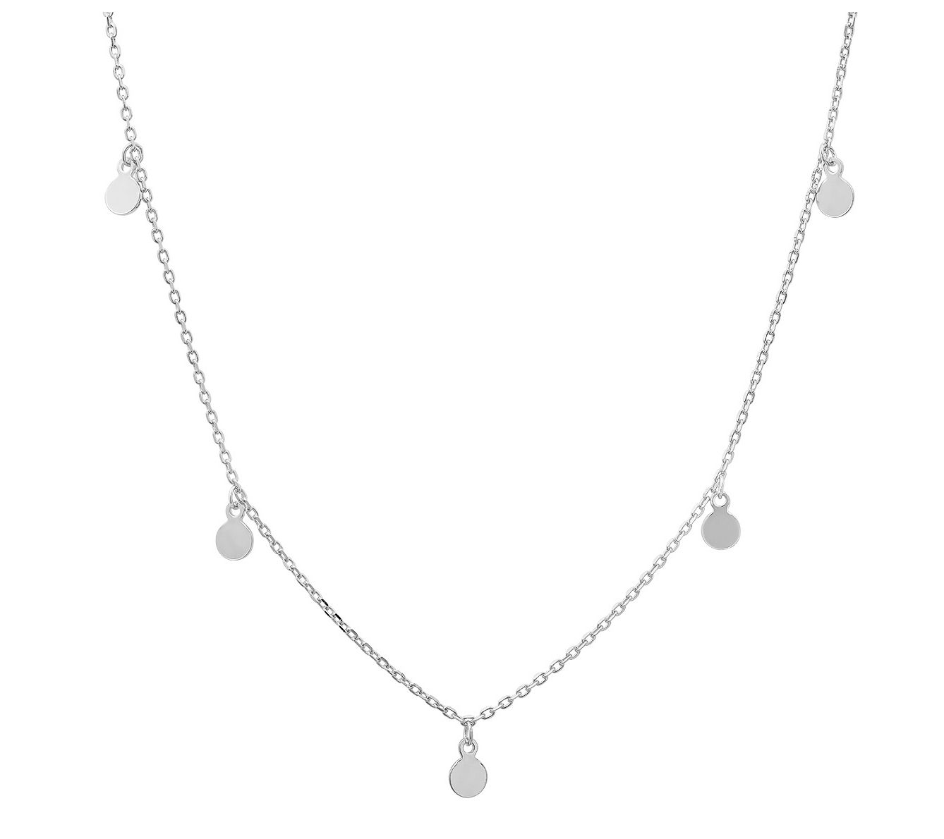 Sterling Silver Dangling Disc Charm Necklace - QVC.com