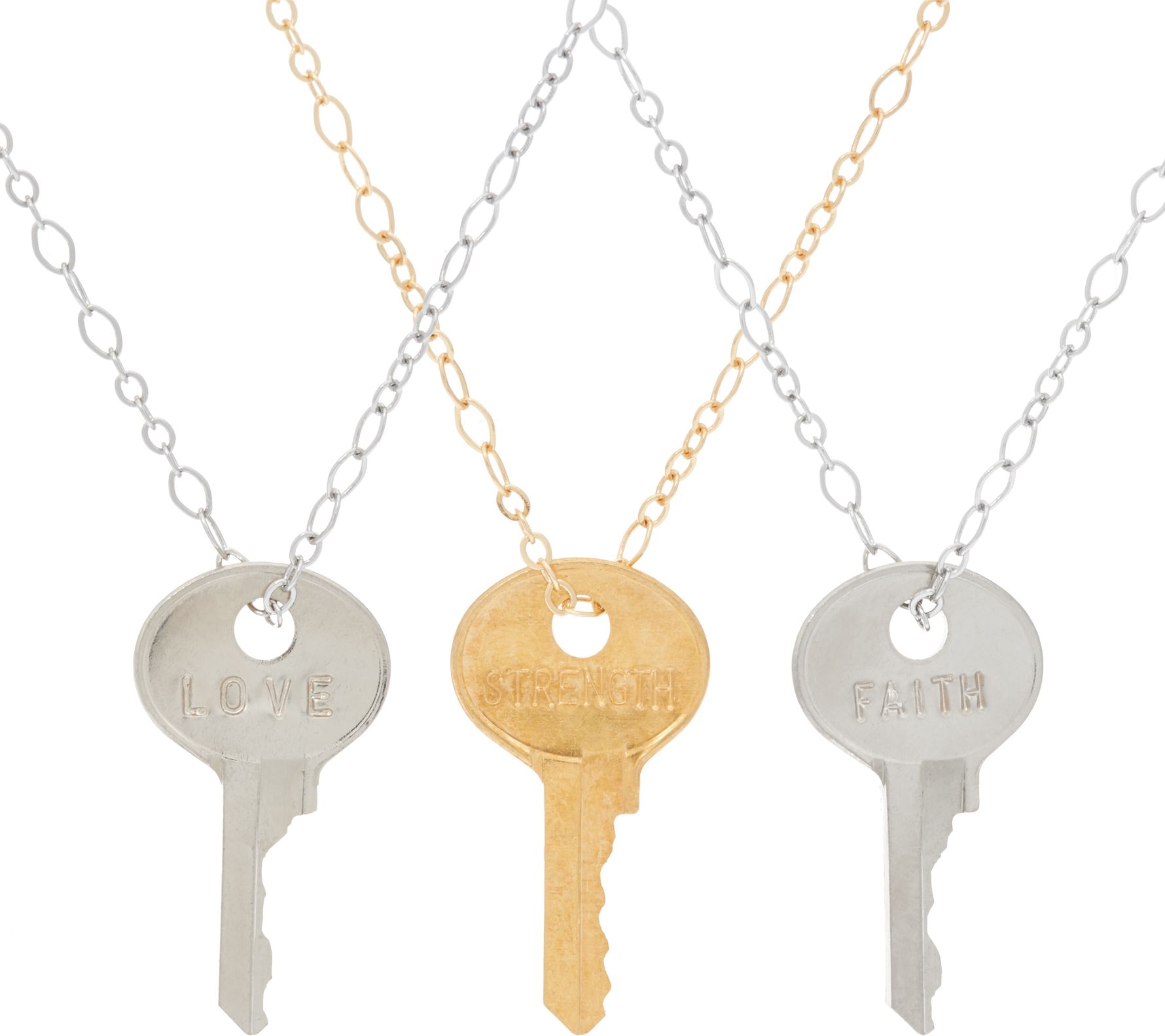 The Giving Keys Inscribed Key Pendant with 30" Cable Chain - QVC.com