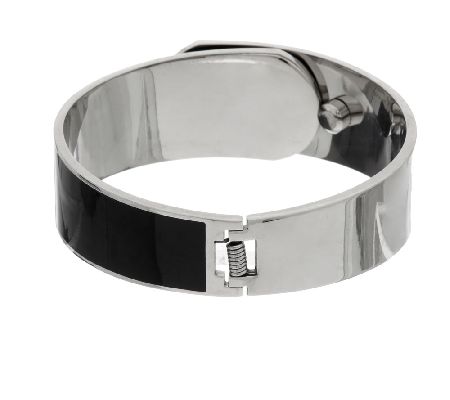 Stainless Steel Hinged Foldover Bangle with Enamel - QVC.com
