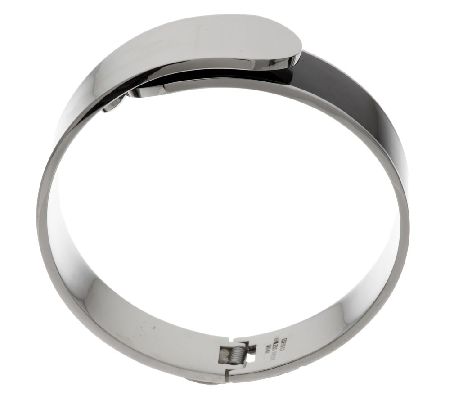 Stainless Steel Hinged Foldover Bangle with Enamel - QVC.com