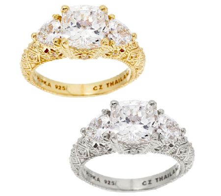 Judith Ripka Sterling or 14K Clad 3.45 ct tw Diamonique Ring - QVC.com
