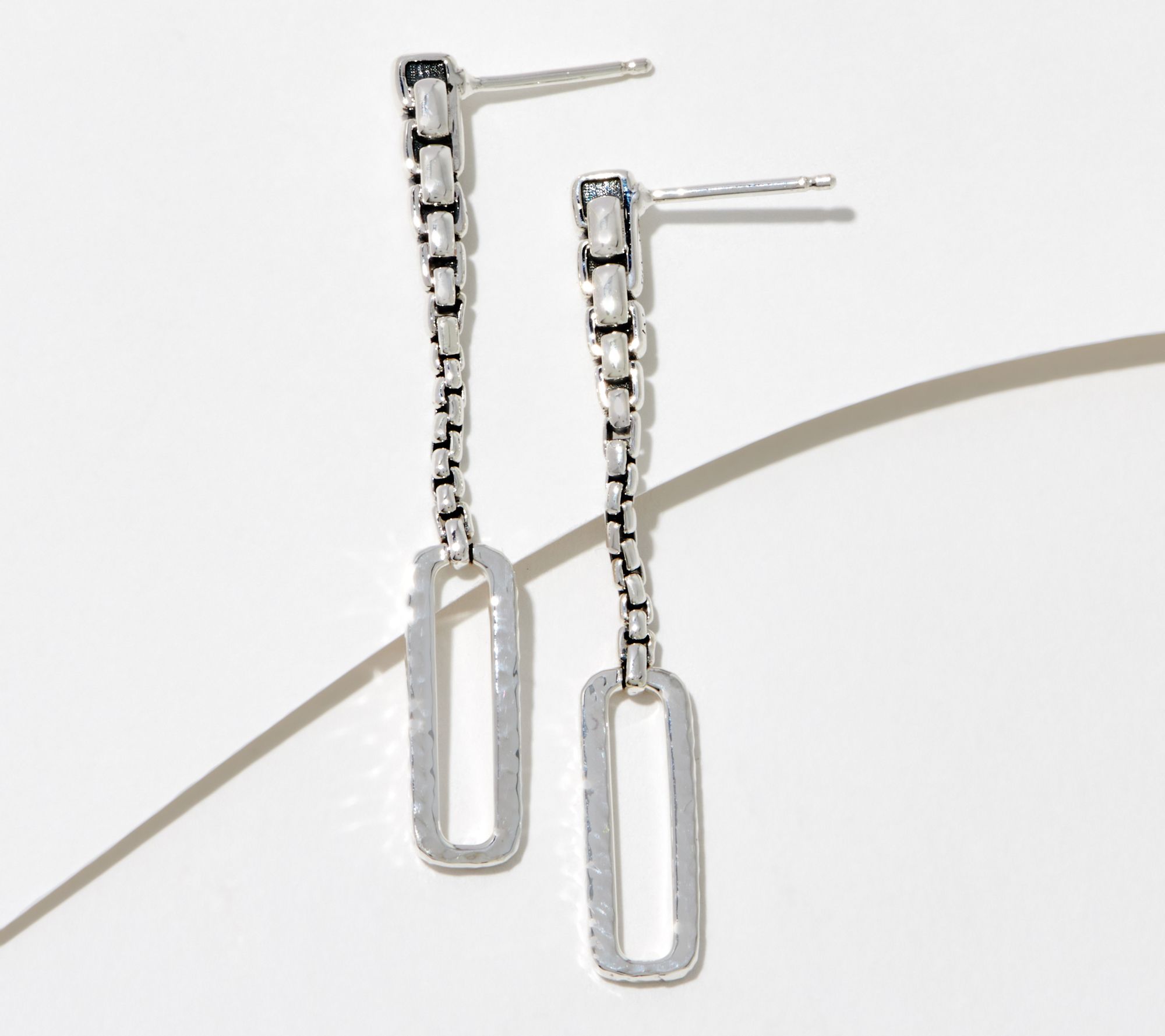 "As Is" JAI Sterling Silver Paperclip Box Chain Earrings - QVC.com
