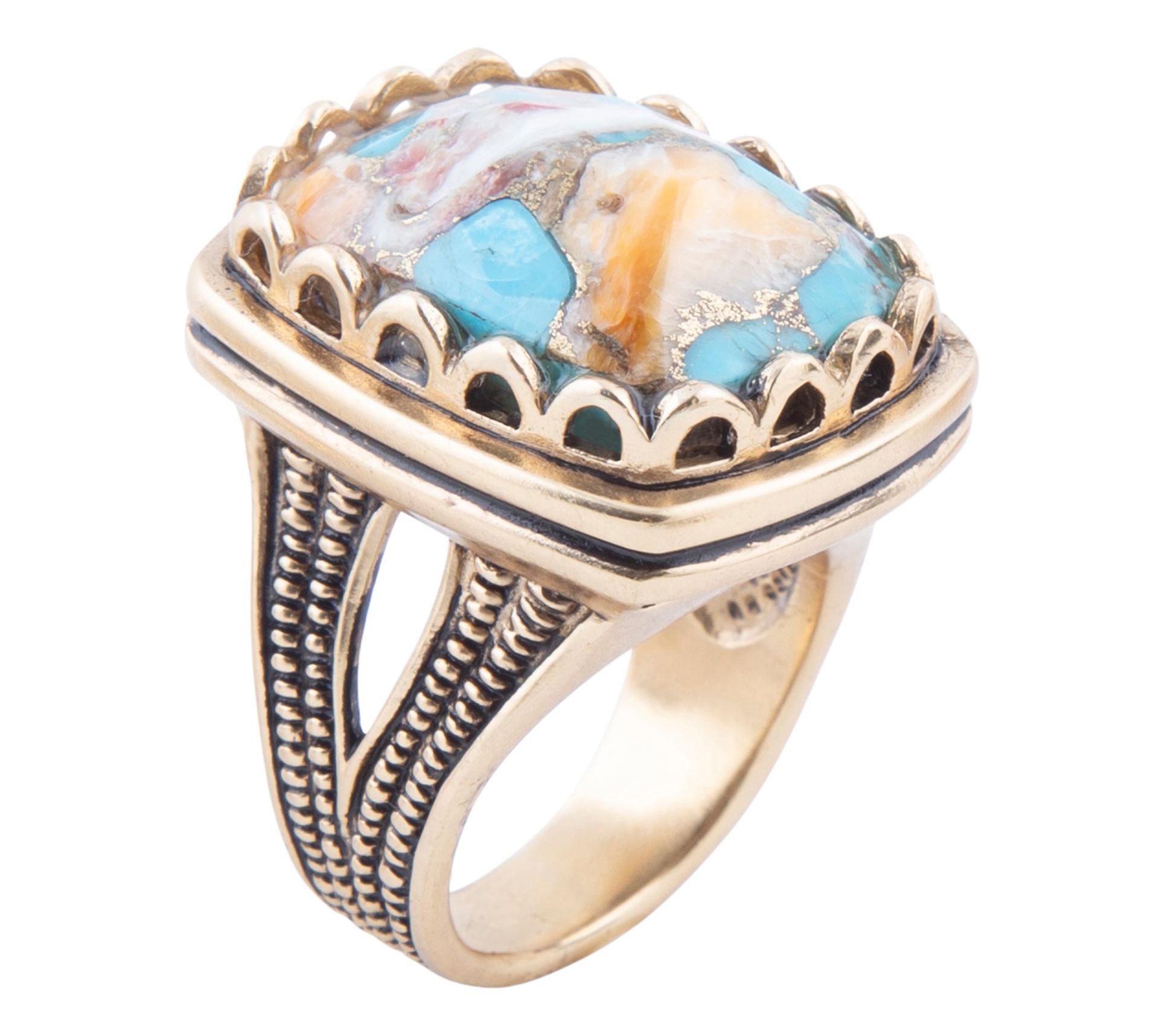 Barse Artisan Crafted Bronze Composite Turquoise Matrix Ring - QVC.com