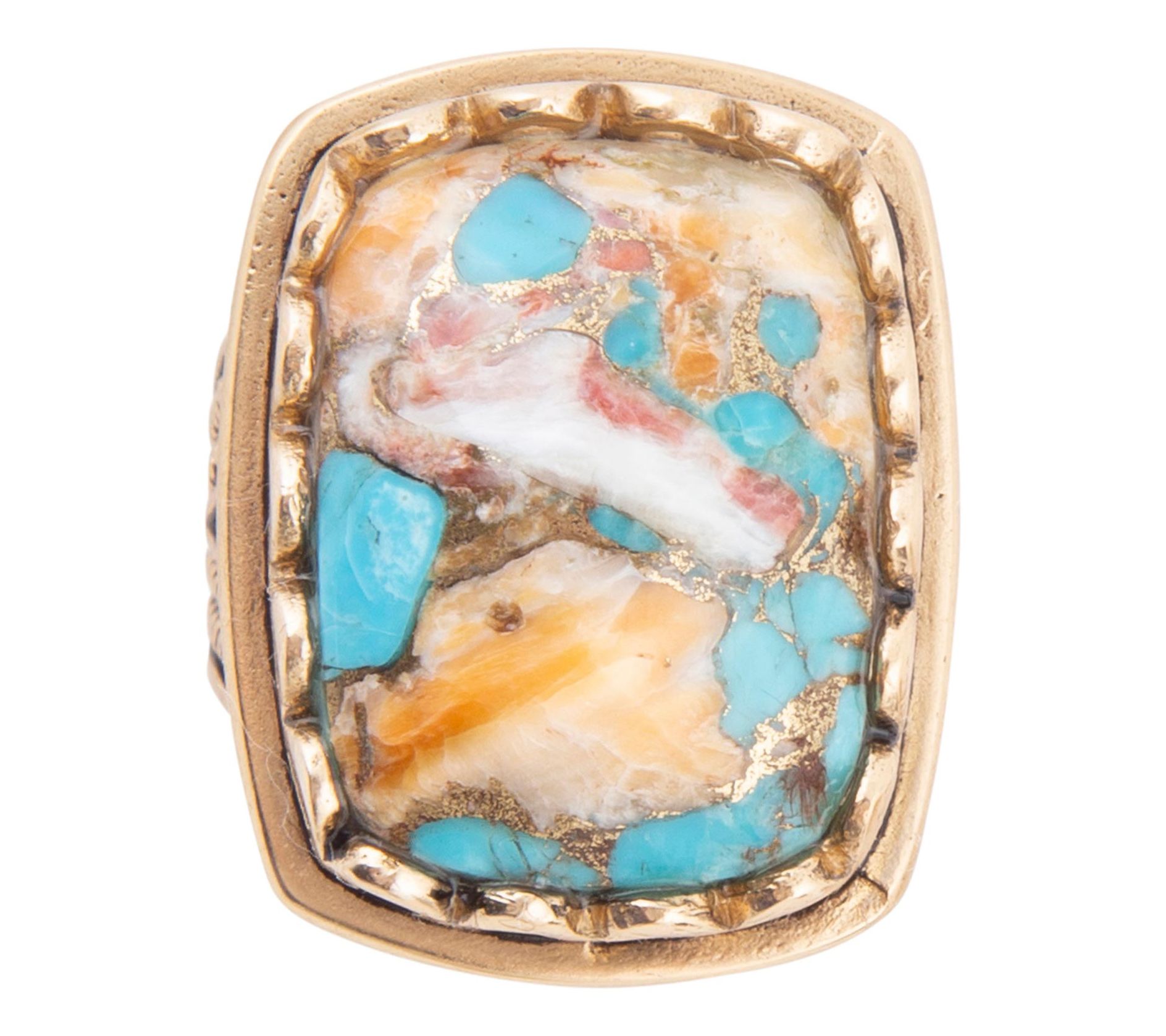 Barse Artisan Crafted Bronze Composite Turquoise Matrix Ring - QVC.com