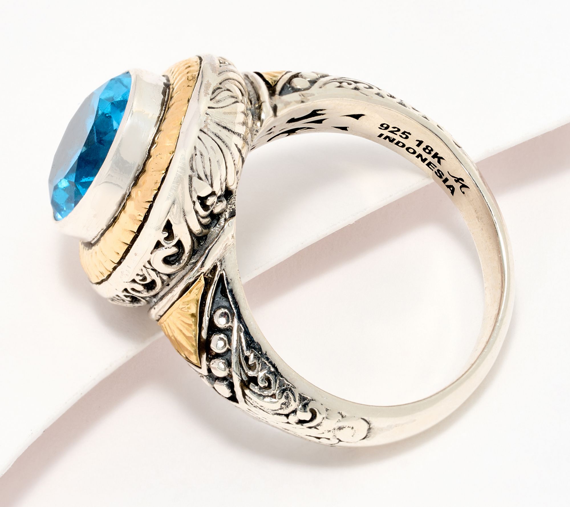 "As Is" Artisan Crafted by Robert Manse Fancey Oval Gem Ring SS & 18K ...