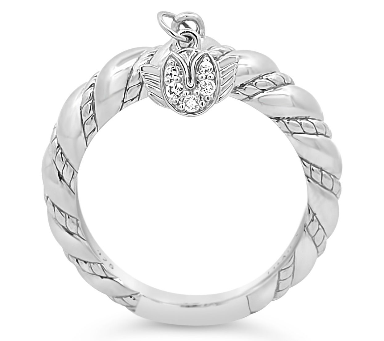 Goddaughters Silver Topaz Tulip Angel Charm Ring - QVC.com