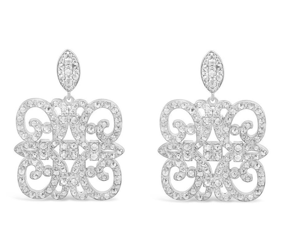 Dallas Prince Sterling Silver Chrome MarcasitePlaza Earrings - QVC.com