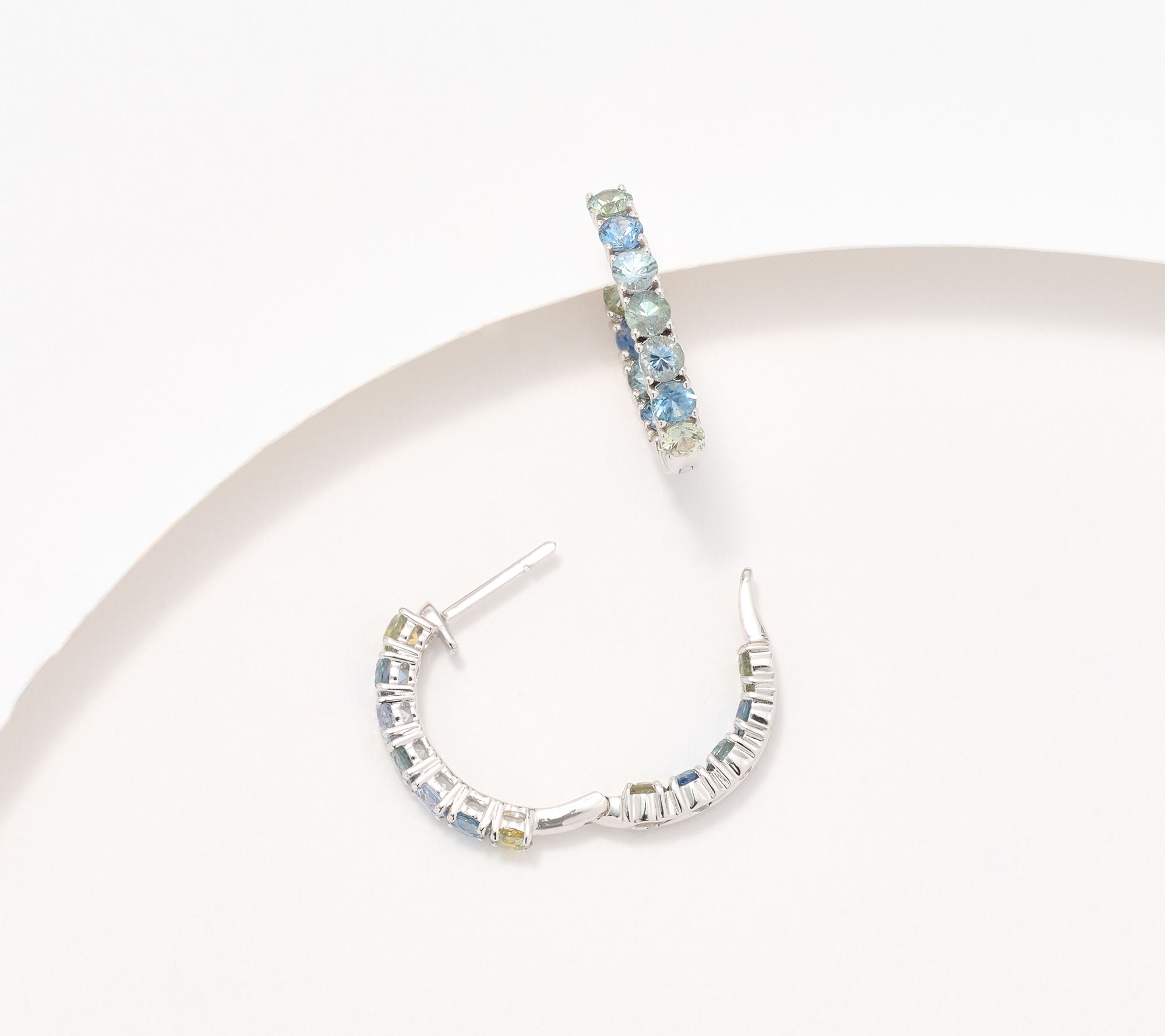 Gem Discoverer 2.80ct Montana Sapphire Hoop Earrings, 14K White Gold ...
