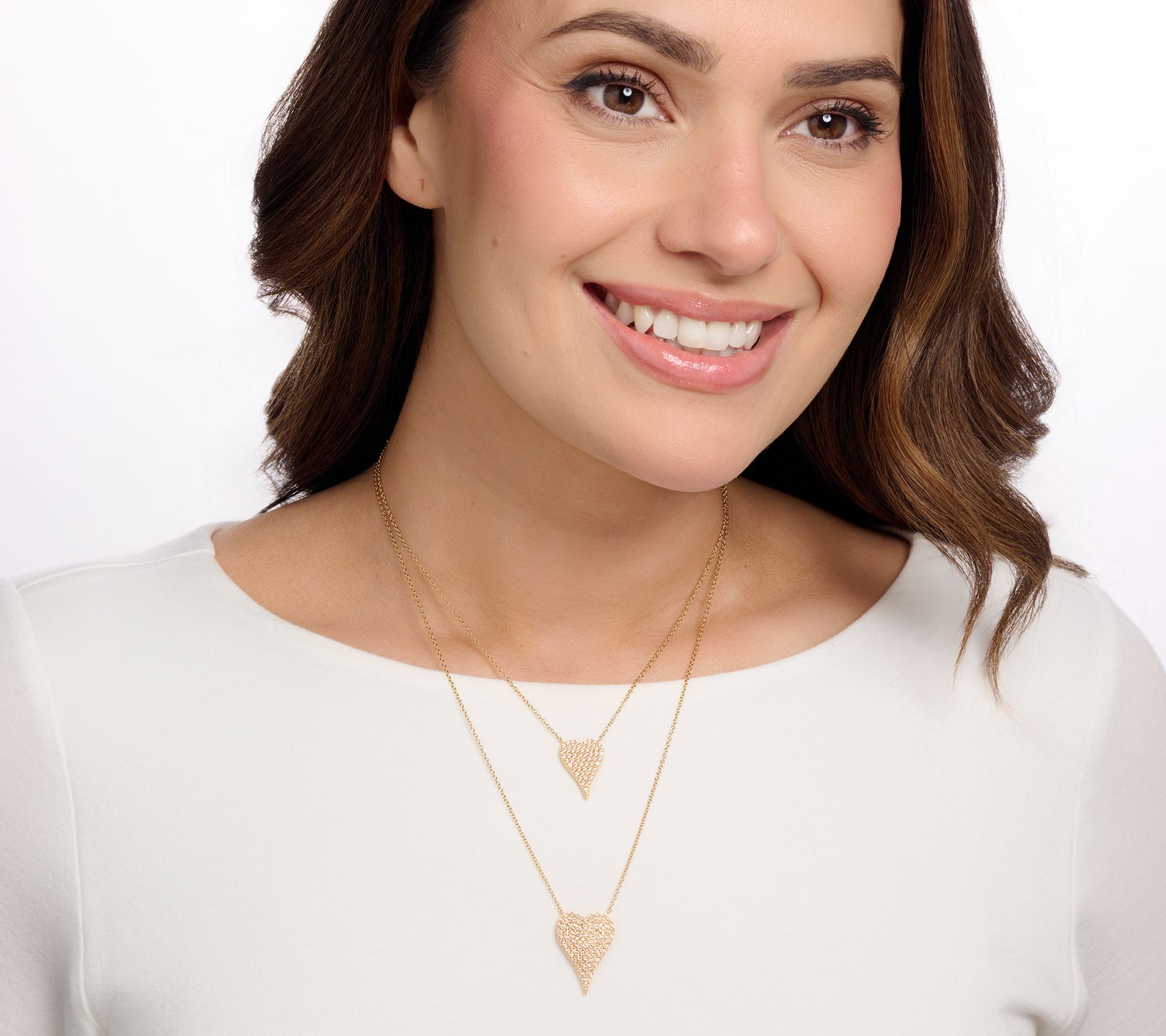 Diamonique x Jennifer Miller Signature or Mini Pave Heart Necklace ...