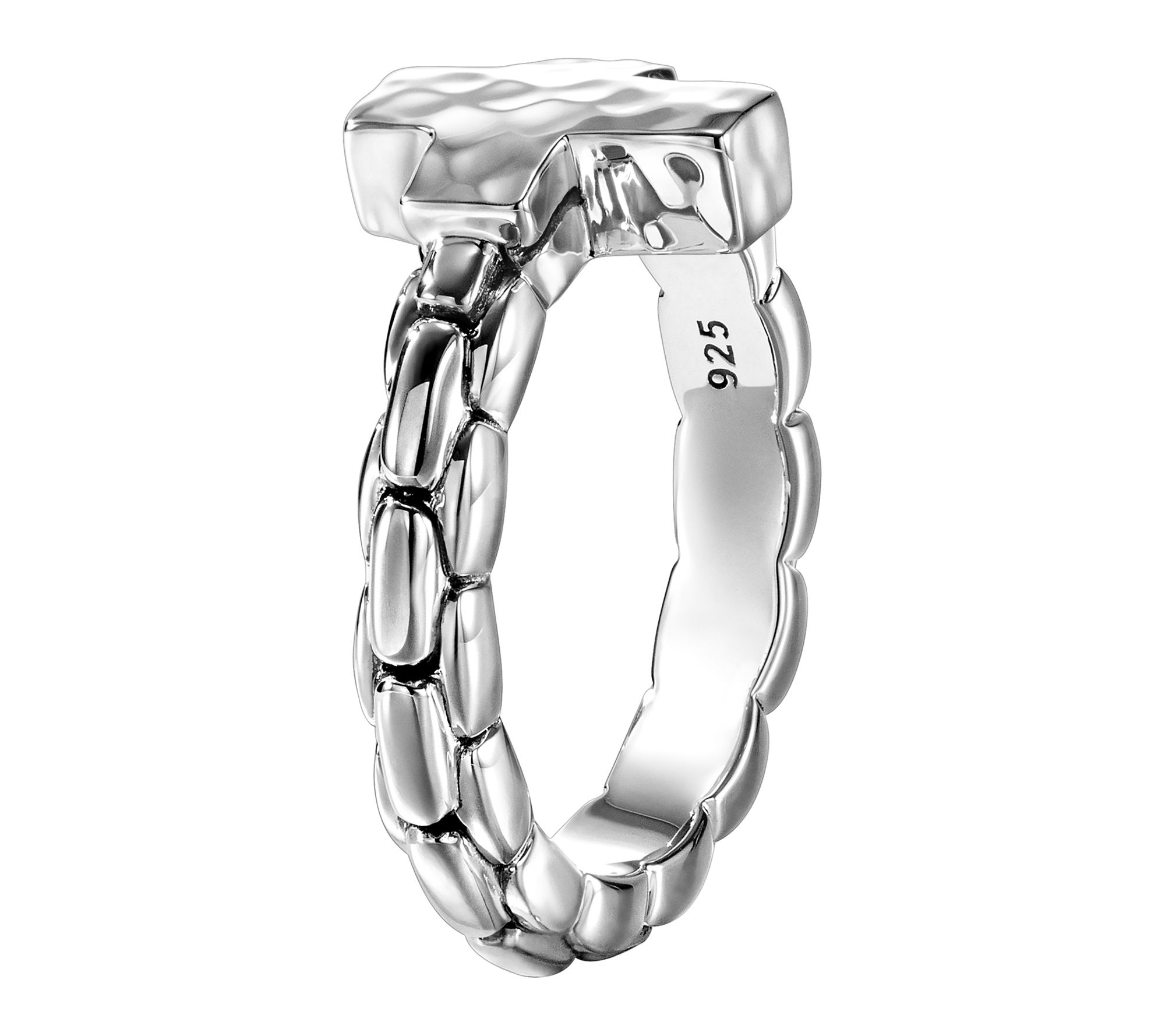 JAI Sterling Silver Symbols of Love Box Chain Textured Ring - QVC.com